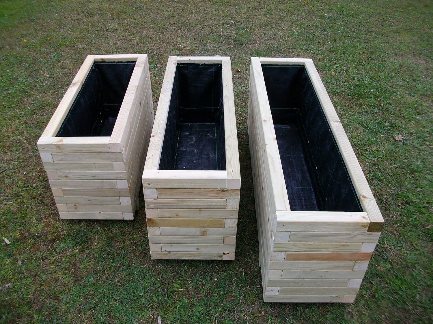Wooden Rectangular High Garden Trough Planter (Large L 120cm x W 32cm x ...