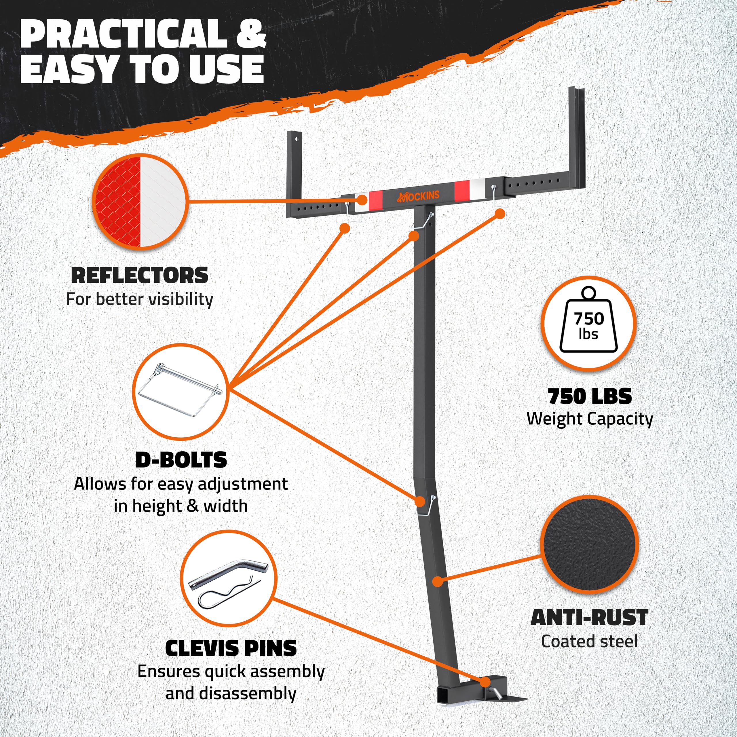 Snapklik.com : Mockins 750Lbs Cap Truck Bed Extender Hitch Mount 2-in-1 ...