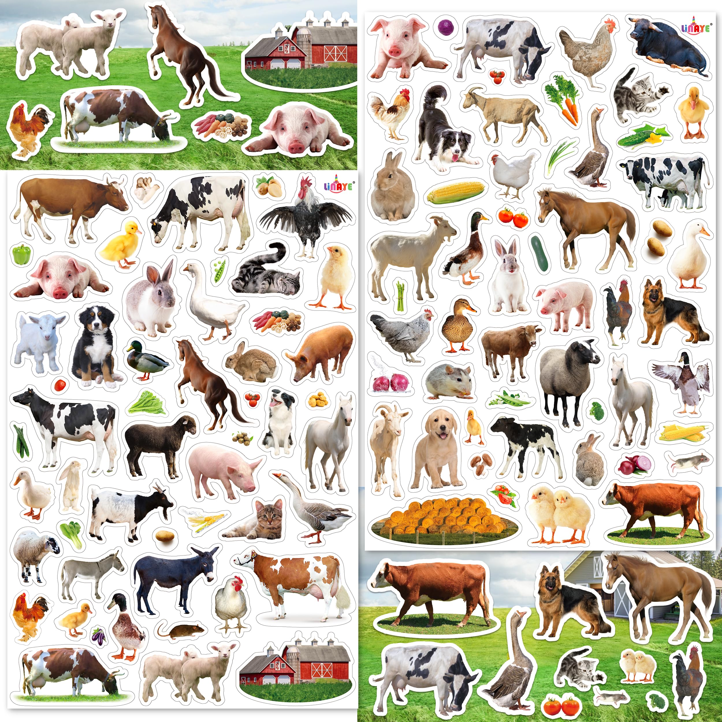 Amazon.com: LINAYE 24 Sheets Farm Stickers for Kids, 1270 PCS Farm ...