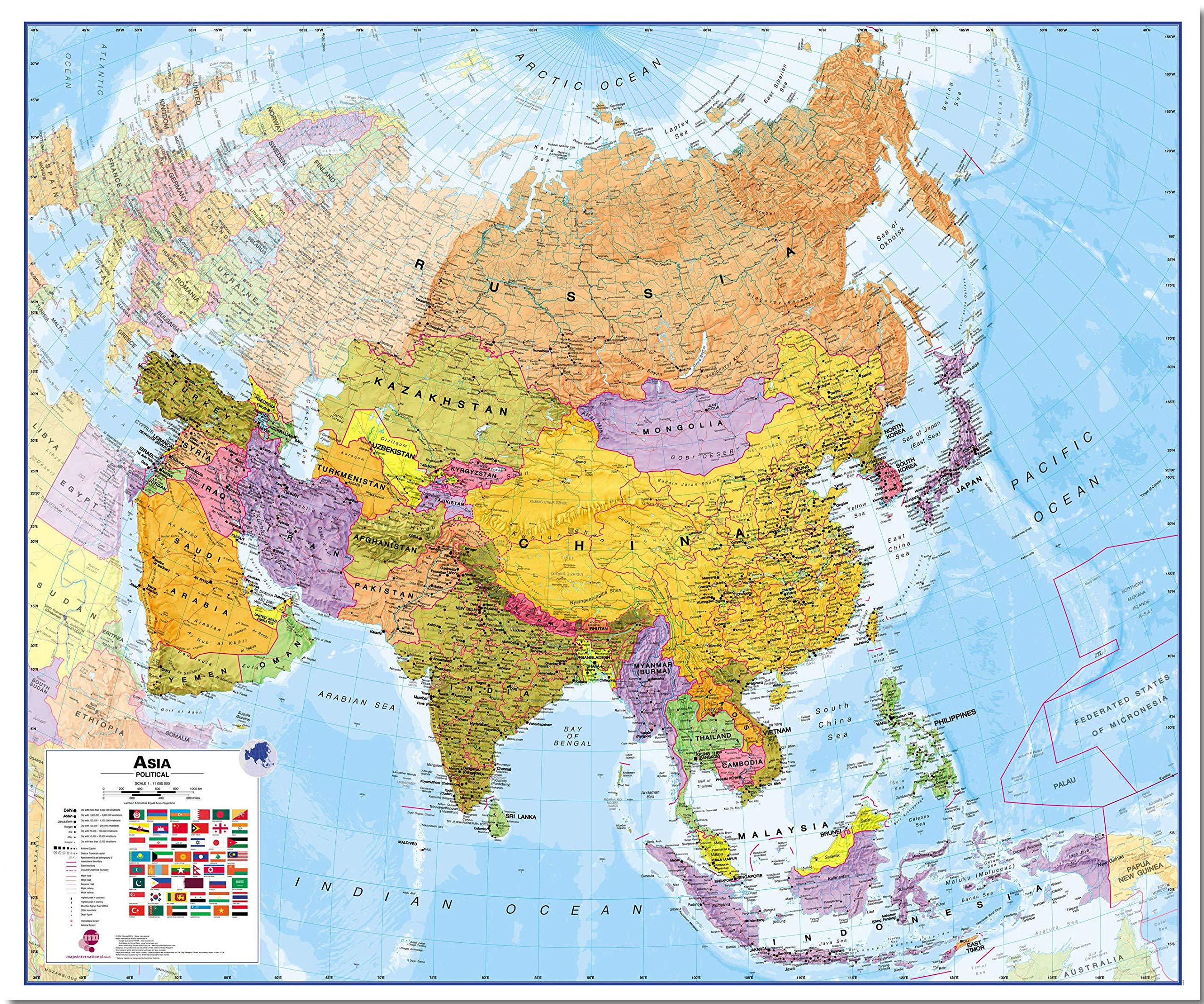 Asia Advanced Political Wall Map » Shop Classroom Maps – Ultimate