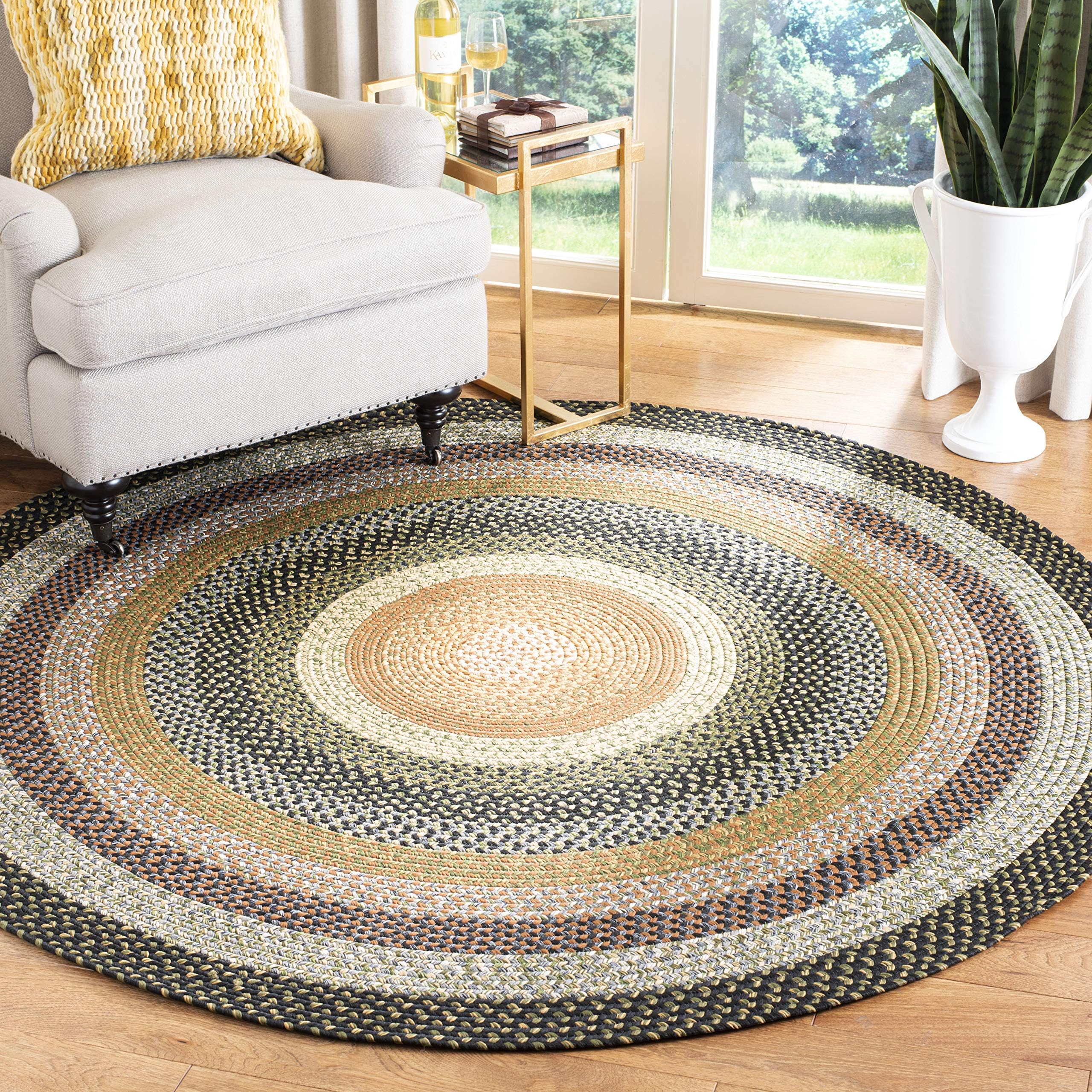 Amazon.com: Super Area Rugs Braided Rug Round 6ft Farmhouse Kitchen Rug ...