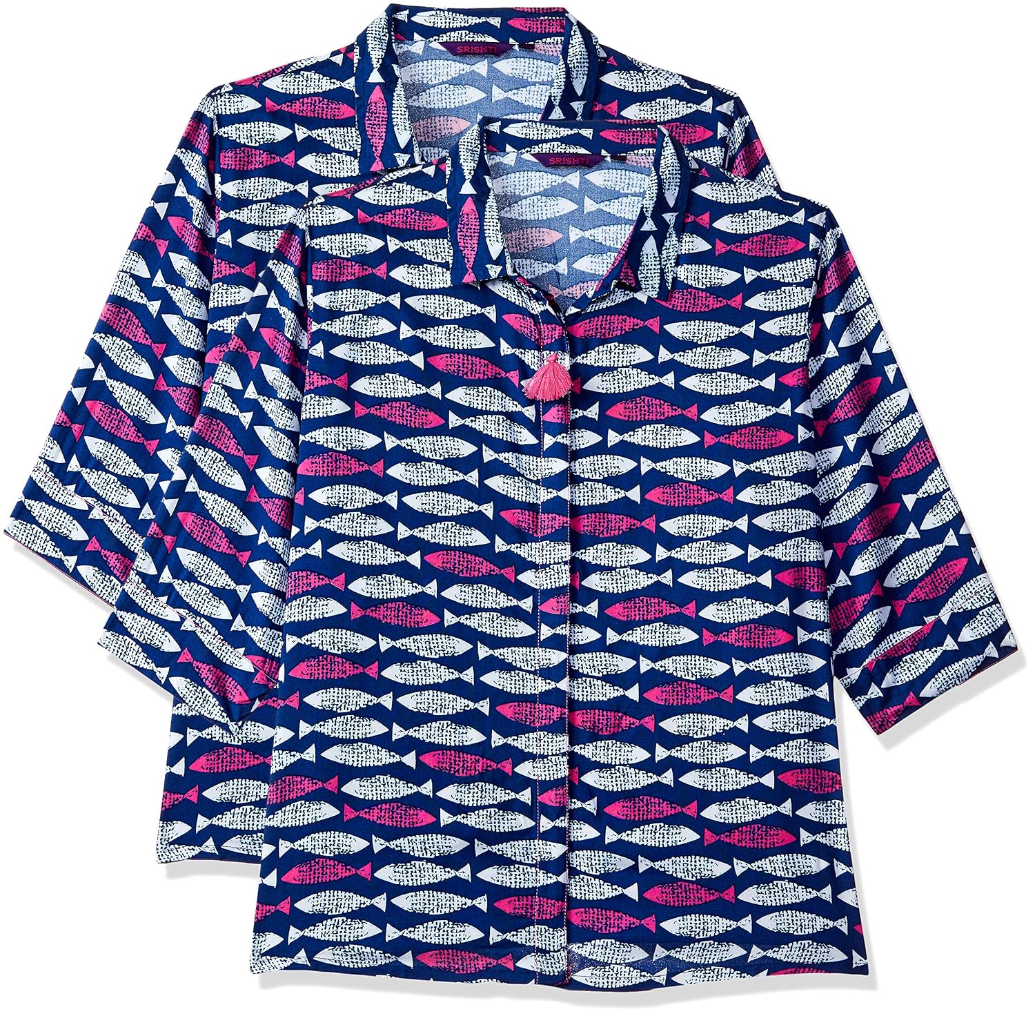 SRISHTI By FBB Printed Top with Collar Blue : Amazon.in: Clothing ...