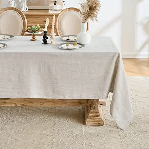 Amazon.com: Simple&Opulence Natural Linen Tablecloth for Rectangle ...
