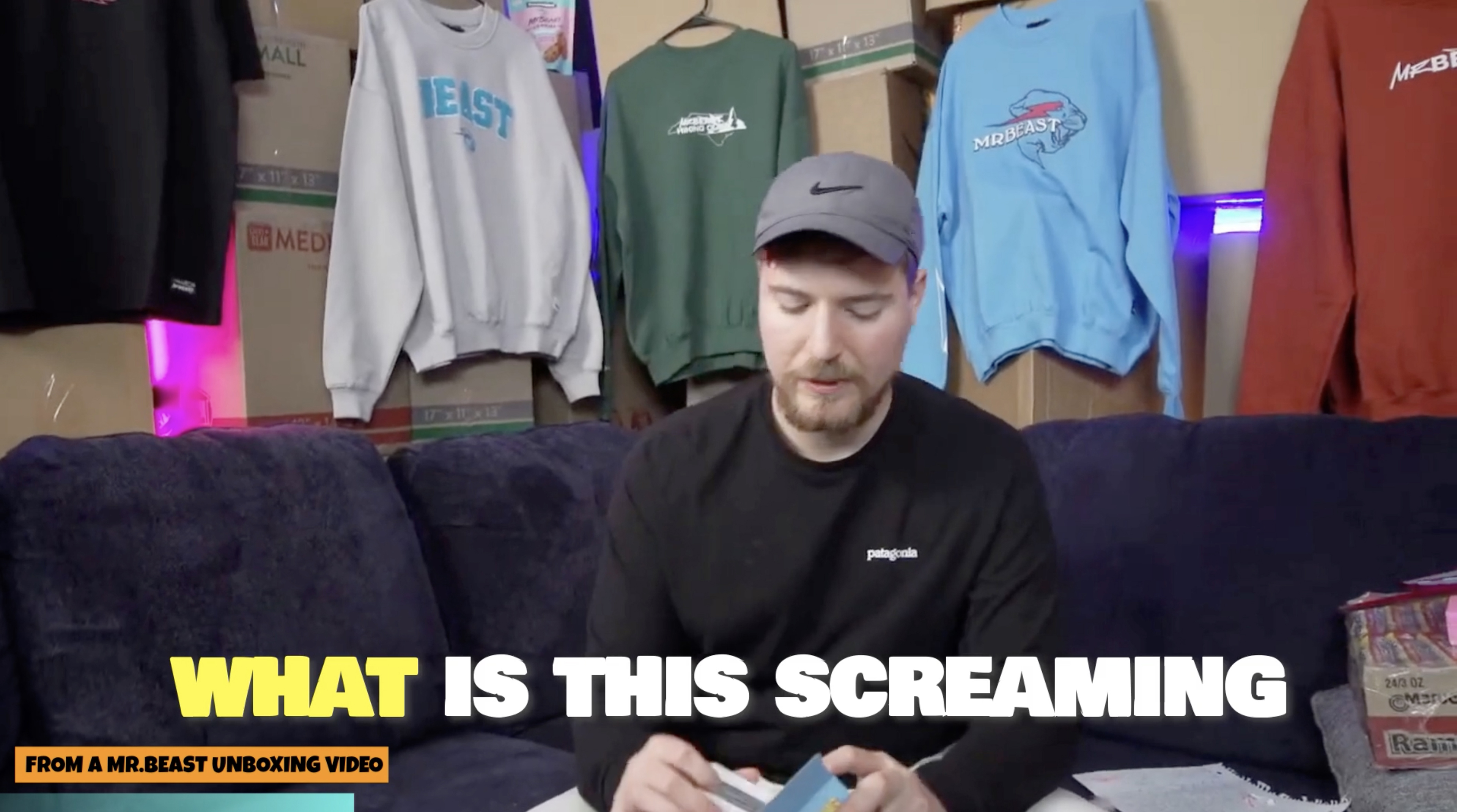 Watch Mr. Beast unboxing a screaming goat button! on Amazon Live