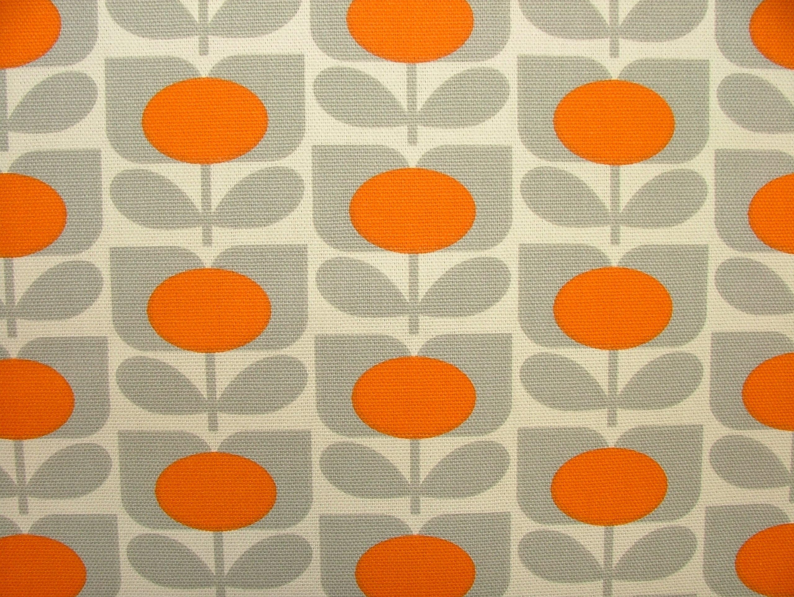 Orla Kiely Two Colour Stem Powder Blue Designer Cotton Curtain Fabric ...