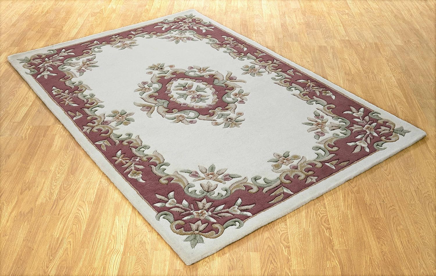Amazon.com: Royal Aubusson Wool rugs in Cream Pink : Home & Kitchen
