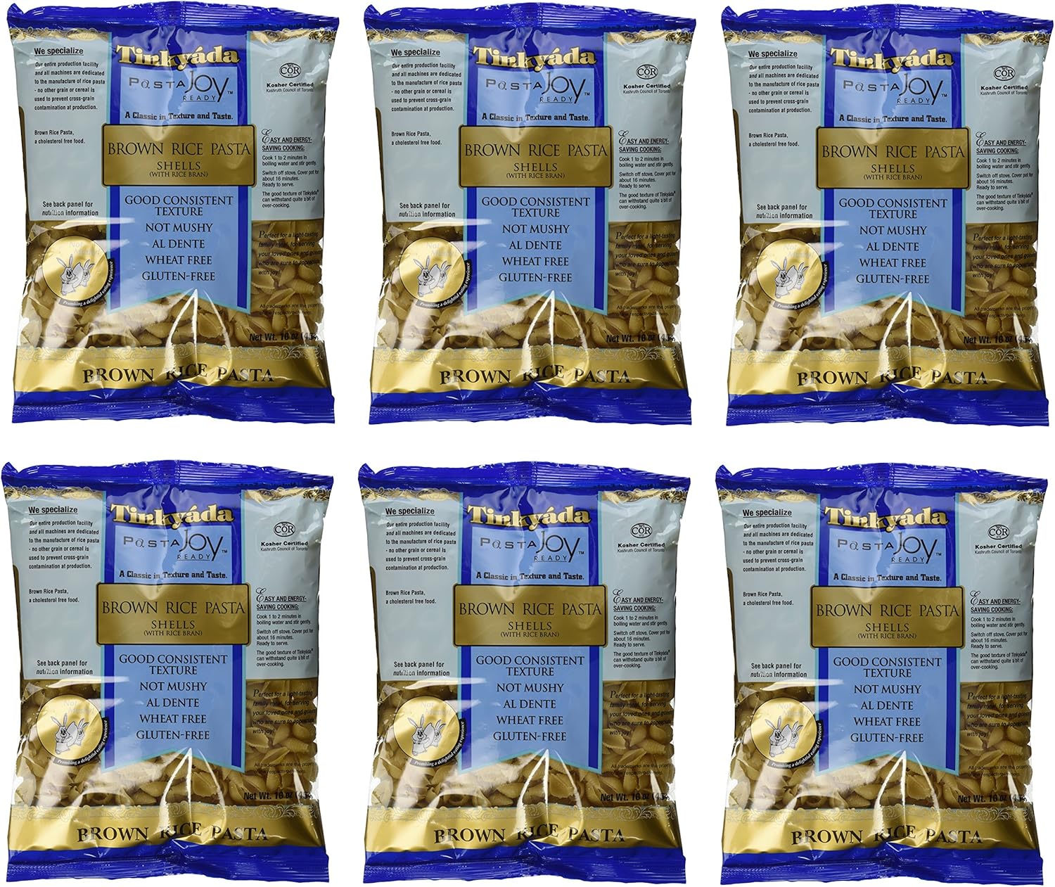 Amazon.com : Tinkyada Brown Rice Pasta Shells Gluten Free, 16-Ounce ...