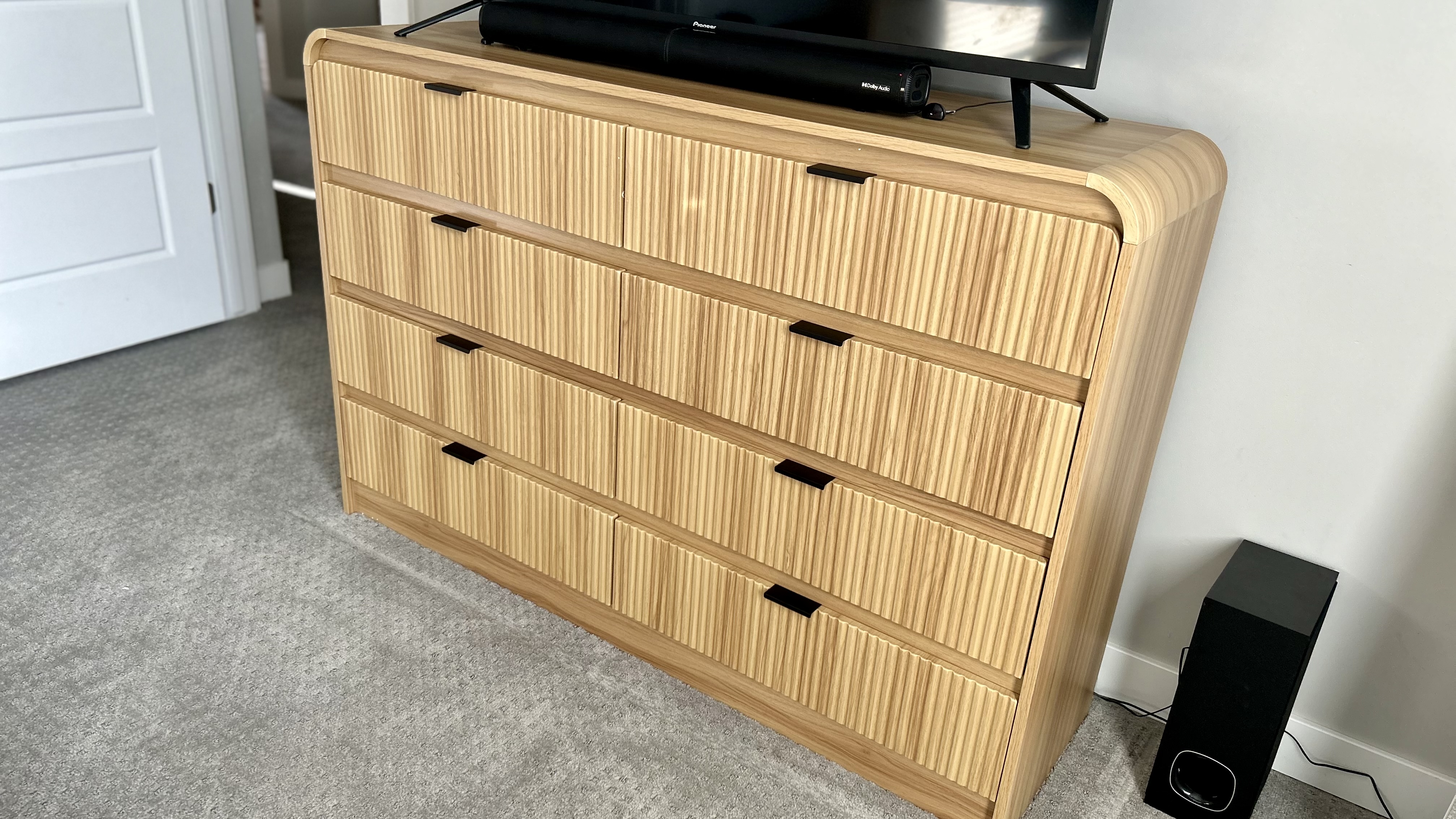 Watch Love the fluted drawers and black accents! on Amazon Live