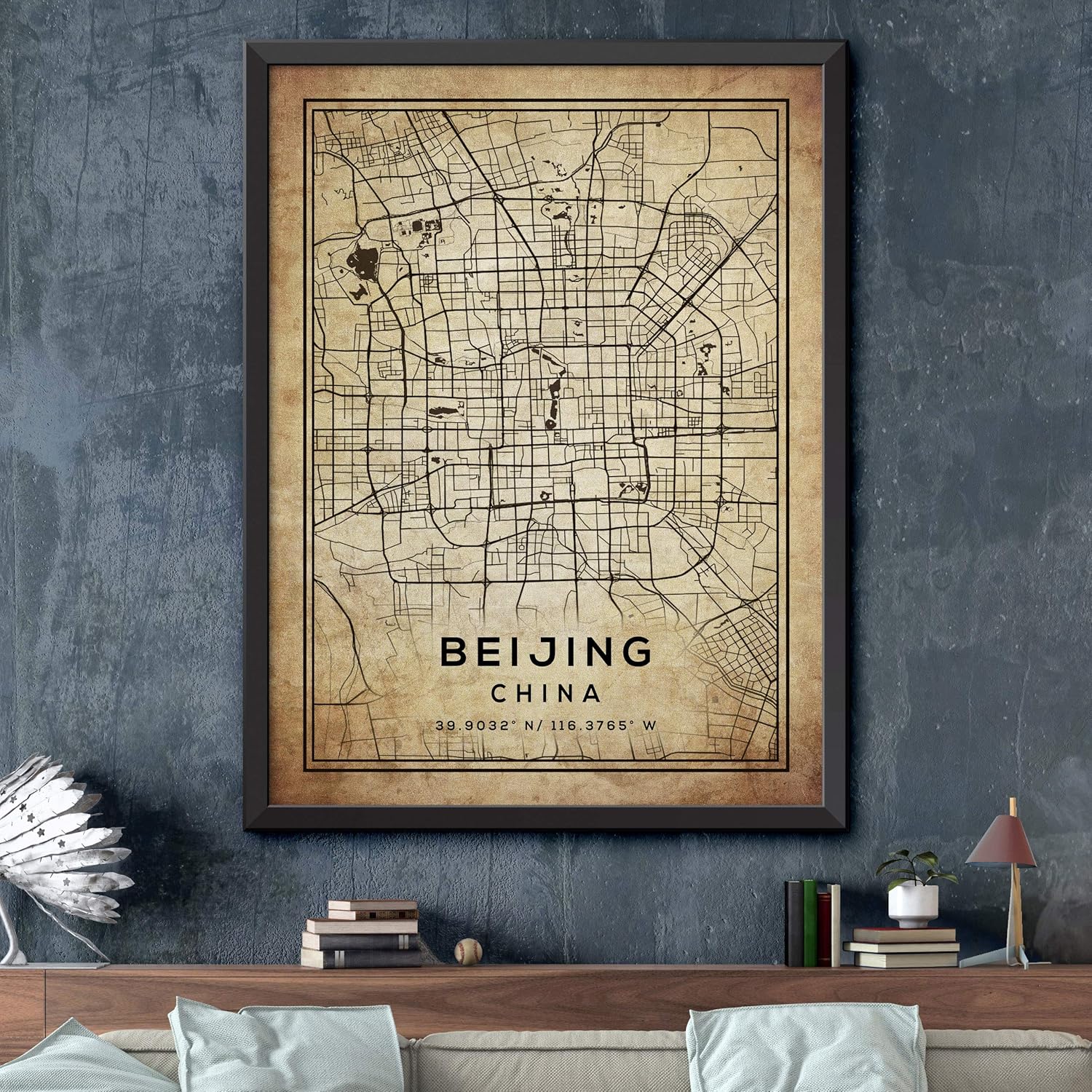 Mapa de Pekín China Mapa vintage de la ciudad Mapa de estilo antiguo ...