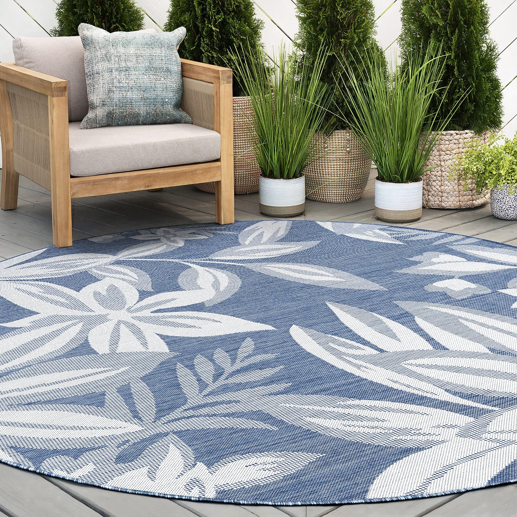Amazon.com: Water & Fade Resistant 6ft Round Indoor Outdoor Rug for ...