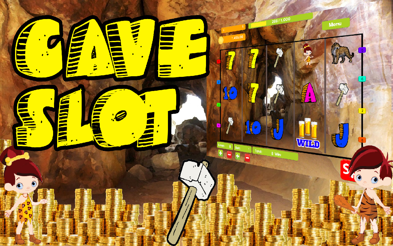 Cavegirl and Caveman Stone Age Hunter Lucky Jackpot Casino Slot Machine ...