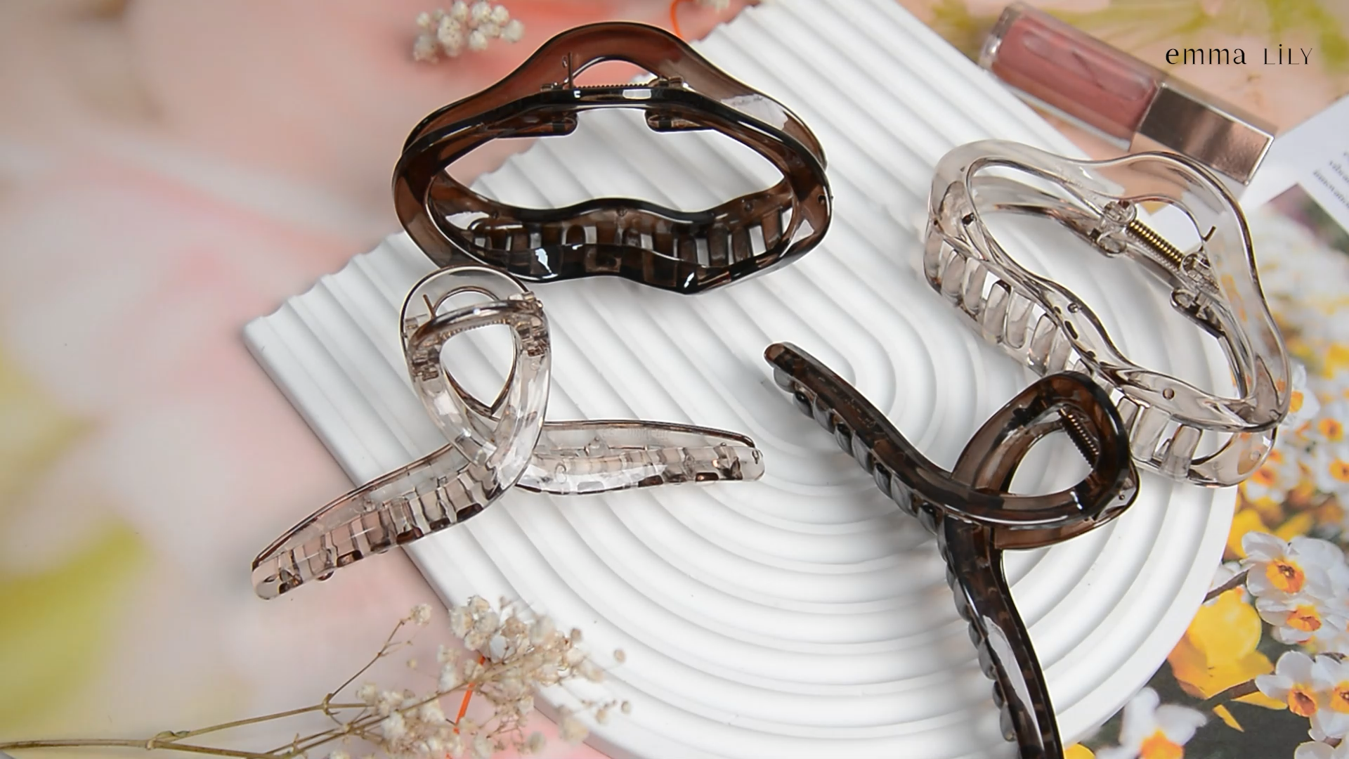Watch Emma Lily Large Claw Clips Dark & Light Brown for thick hair on ...