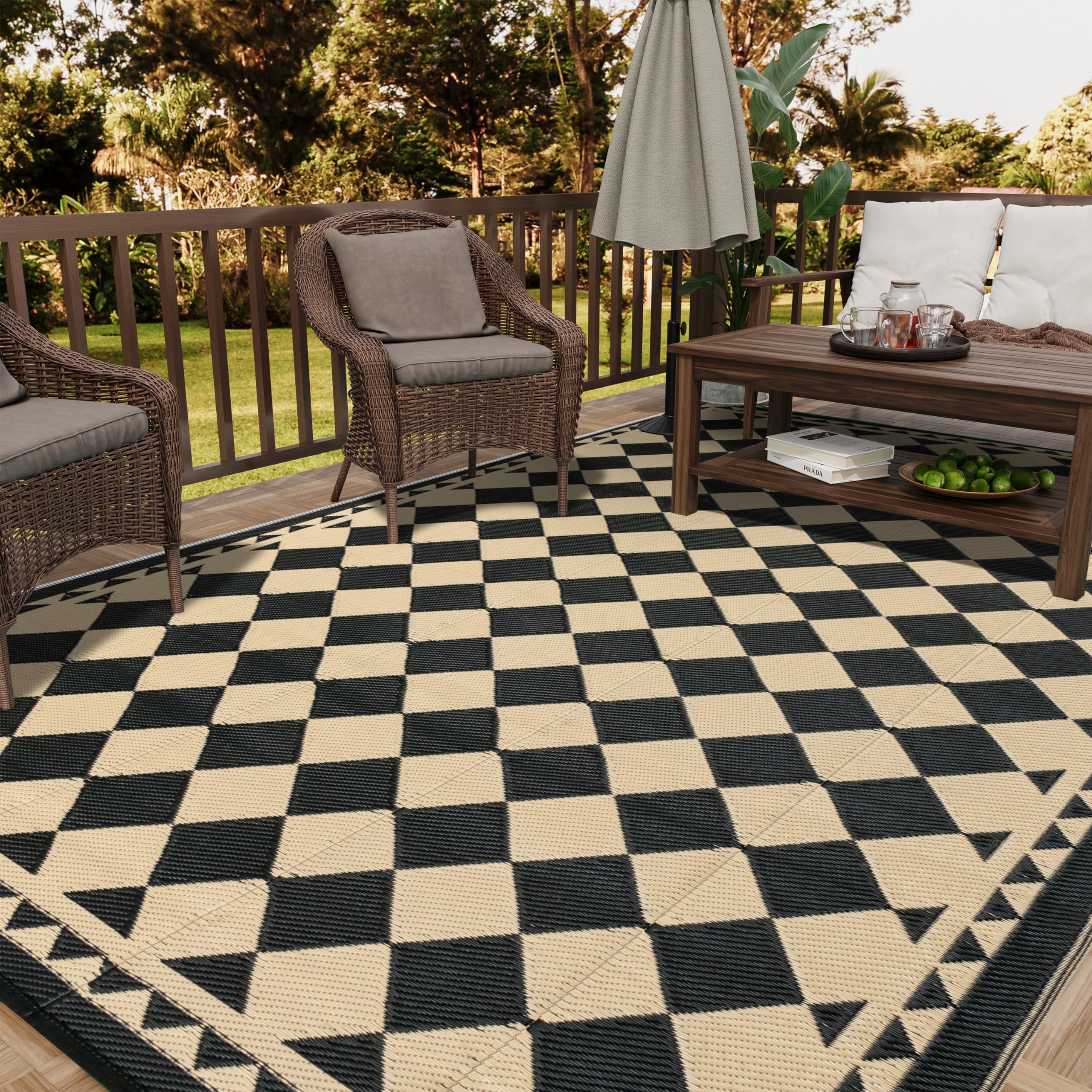 Amazon.com: HUGEAR Outdoor Rug for Patios Clearance,Waterproof Mat ...