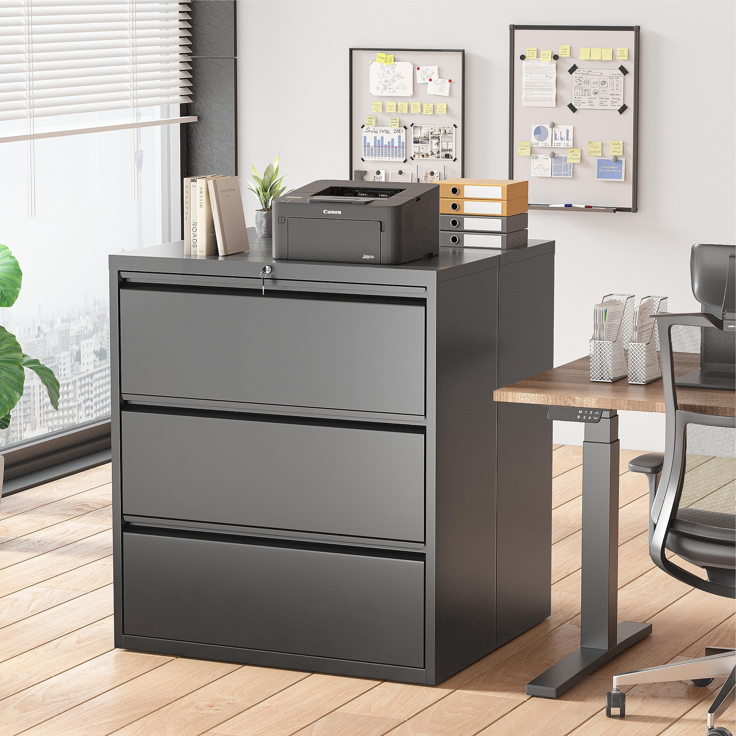 Lateral Black Filing Cabinet 3 Drawer; Black *heavy duty filing* letter ...