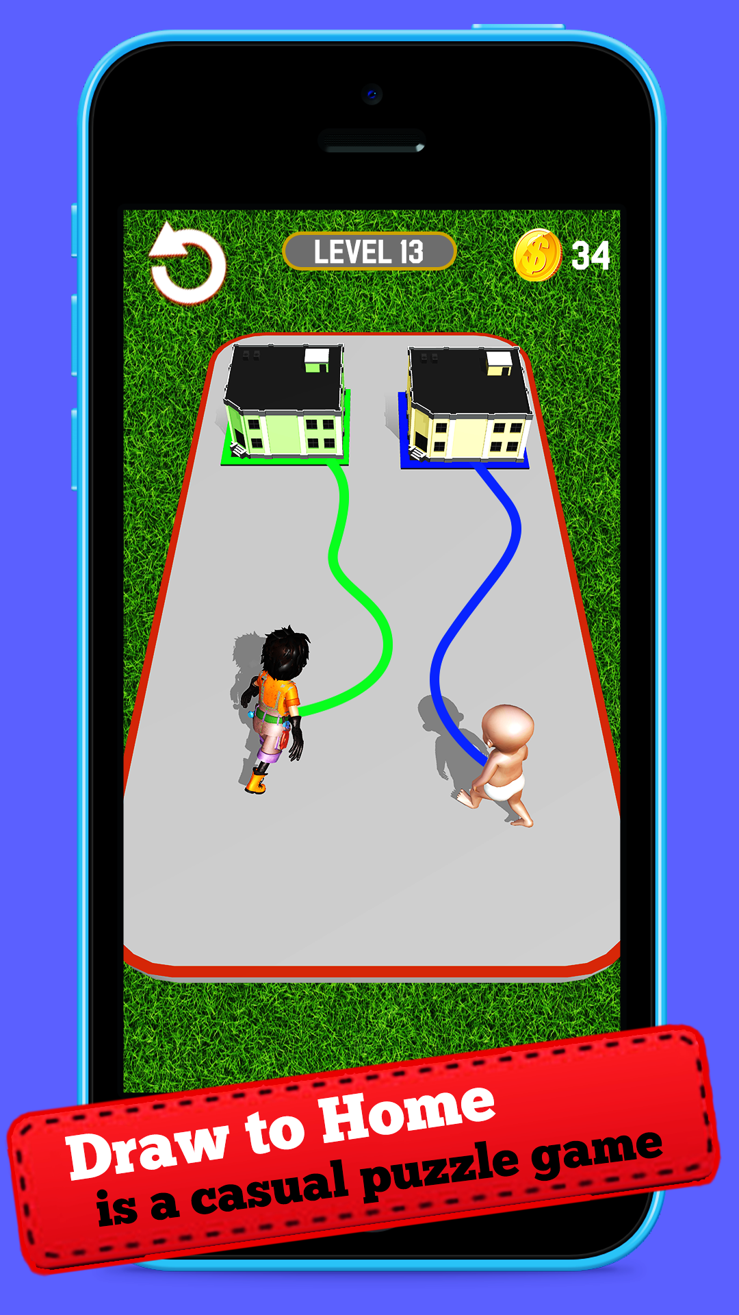 Home Rush Race Draw Puzzle: Draw and Connect Path to Rush To The Home ...