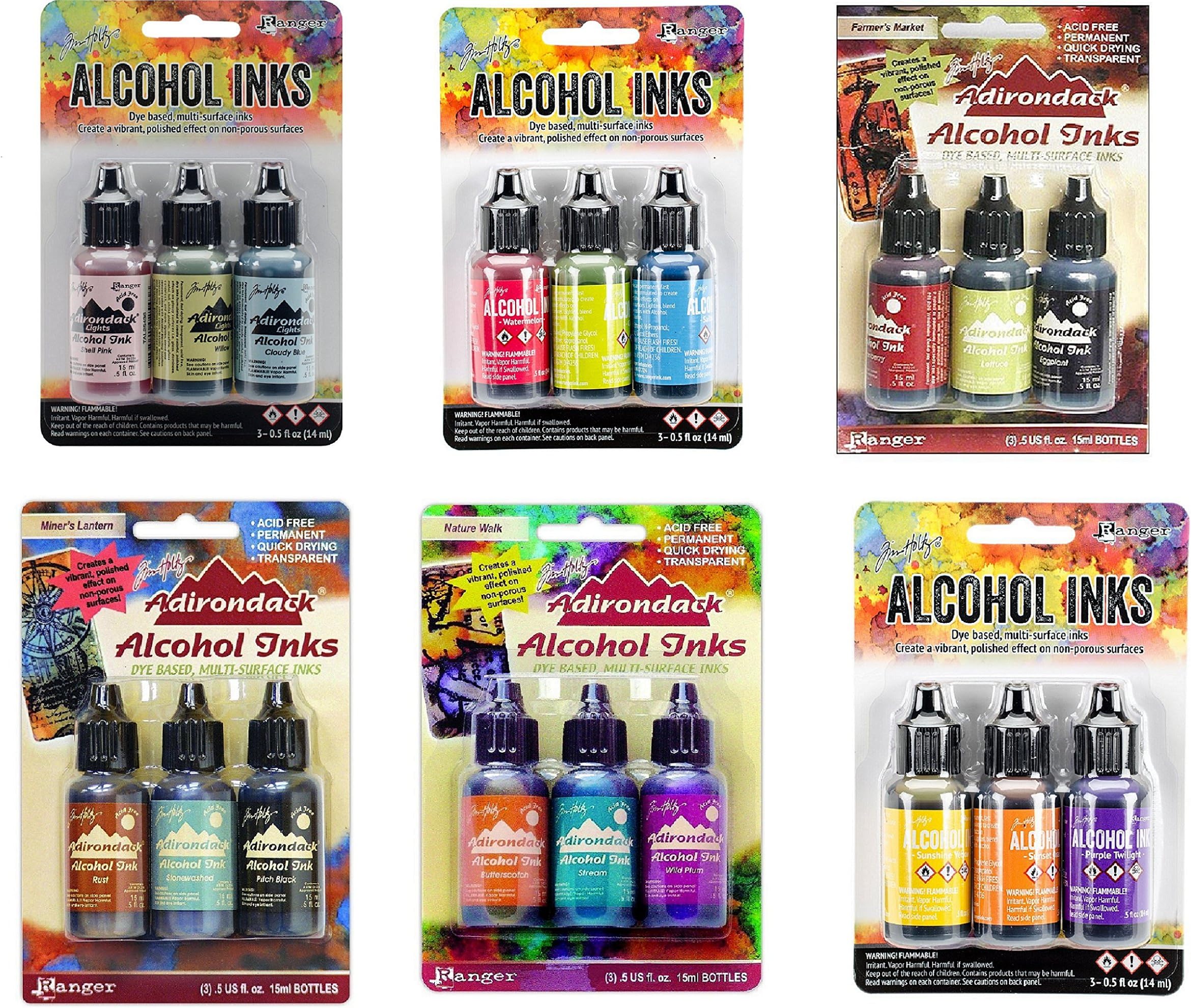 Ranger Tim Holtz Adirondack Alcohol Inks- Favorite Set Collection 18 ...