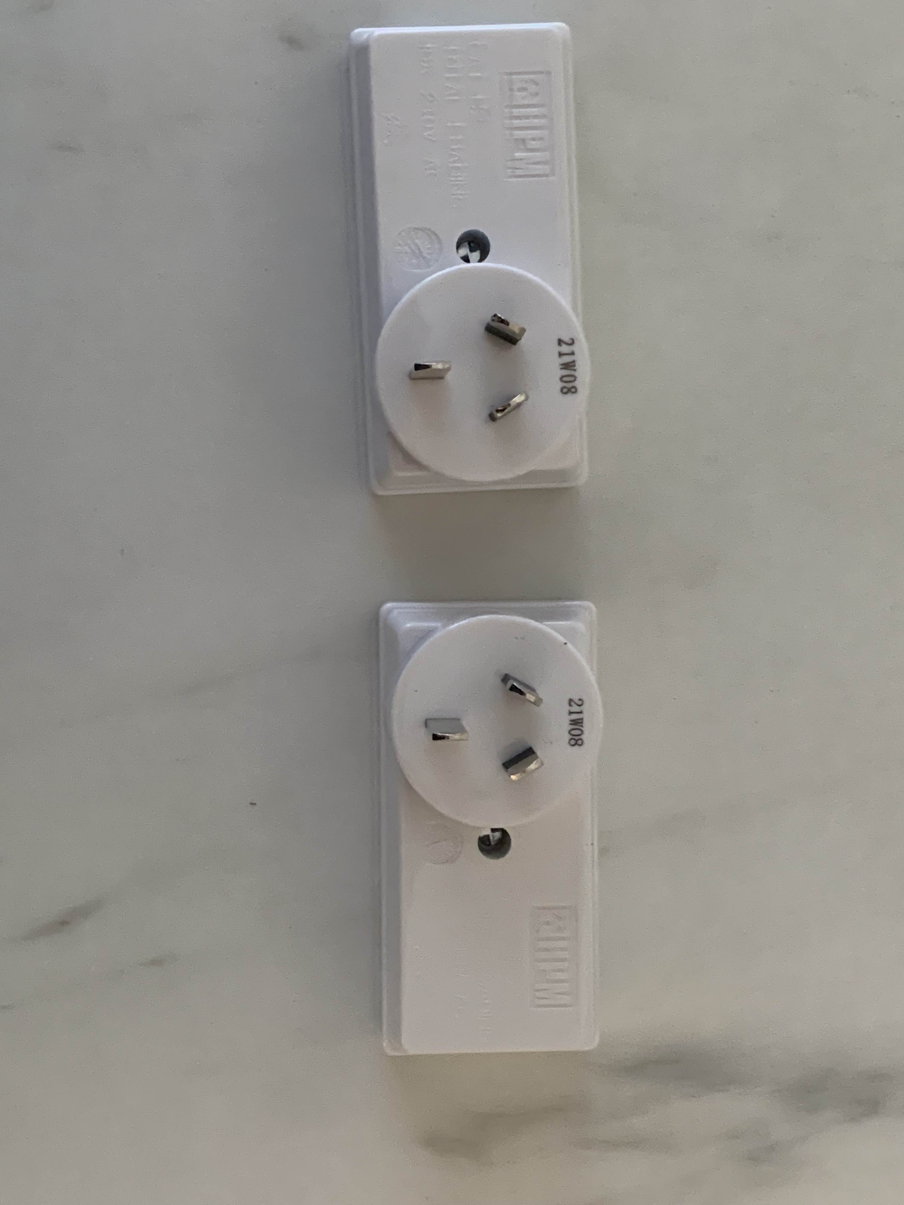 HPM D2/2WE Left and Right Extend 10A 2400W Double Adaptor 2-Pieces ...