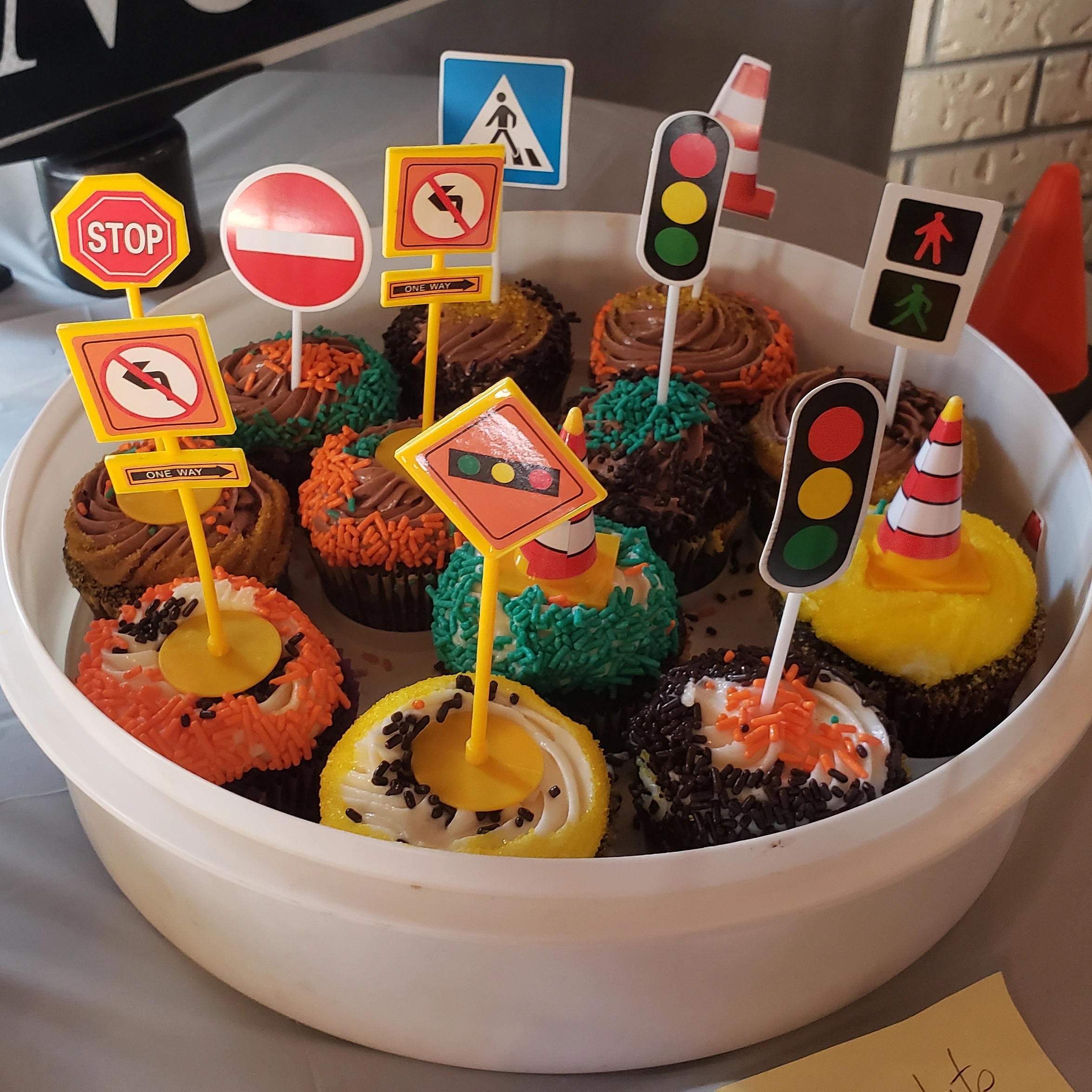 Traffic Road Sign Cupcake Toppers Construction Vehicle Sign Cake ...