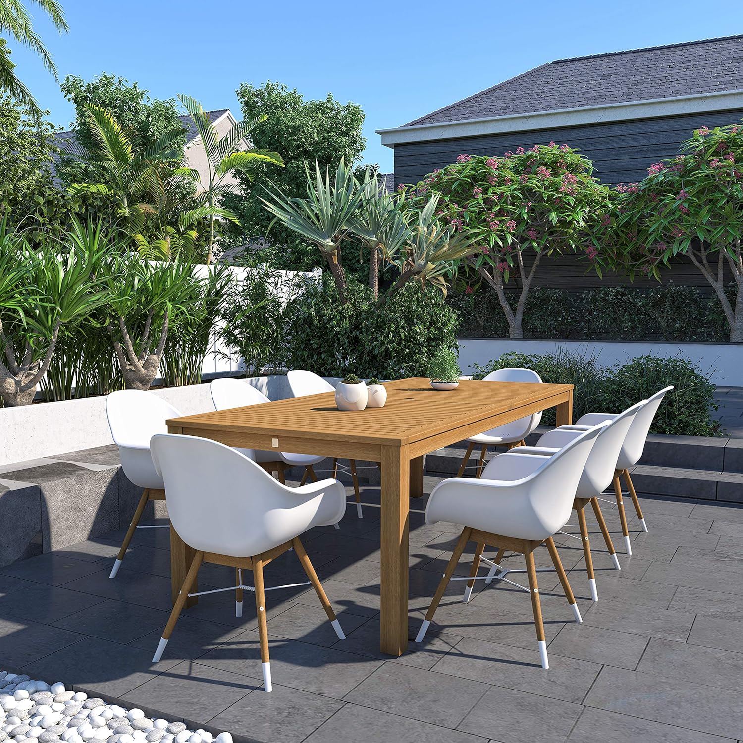 Amazon.com: Amazonia Cicero 9-Piece Outdoor Rectangular Dining Table ...