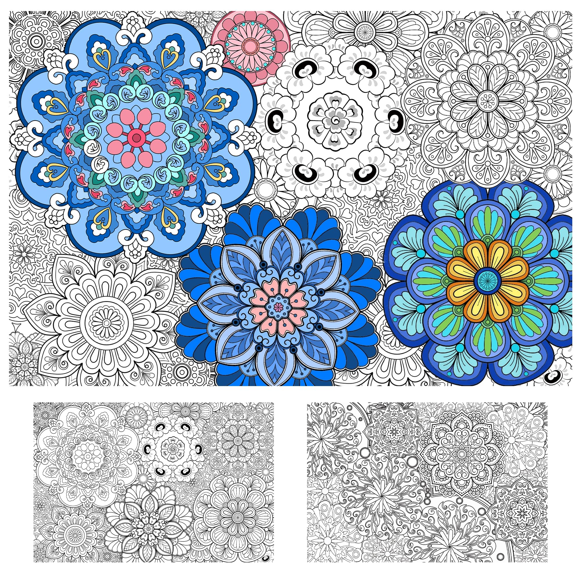 Amazon.com: BoKin Giant Mandala Coloring Posters 2 Pack, 39" x 26 ...