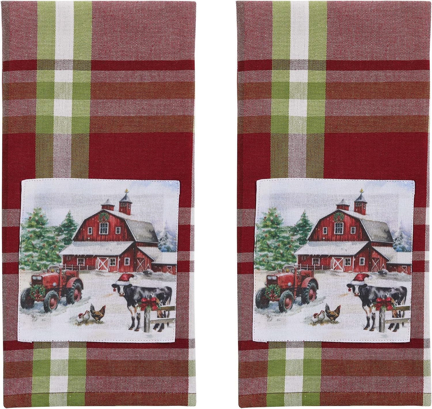 Amazon.com: Park Designs Happy Holidays Plaid Decorative Dishtowel Set ...