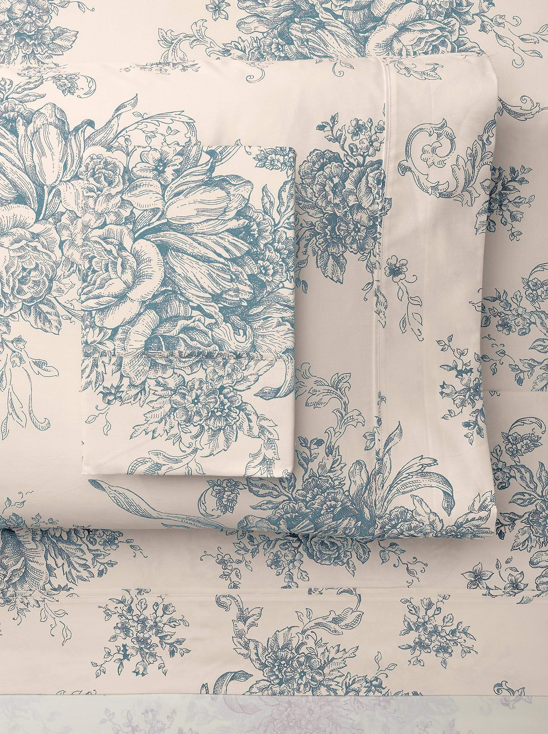 Amazon.com: Melange Home 235469 Mélange Home, Light Blue Toile, Queen ...