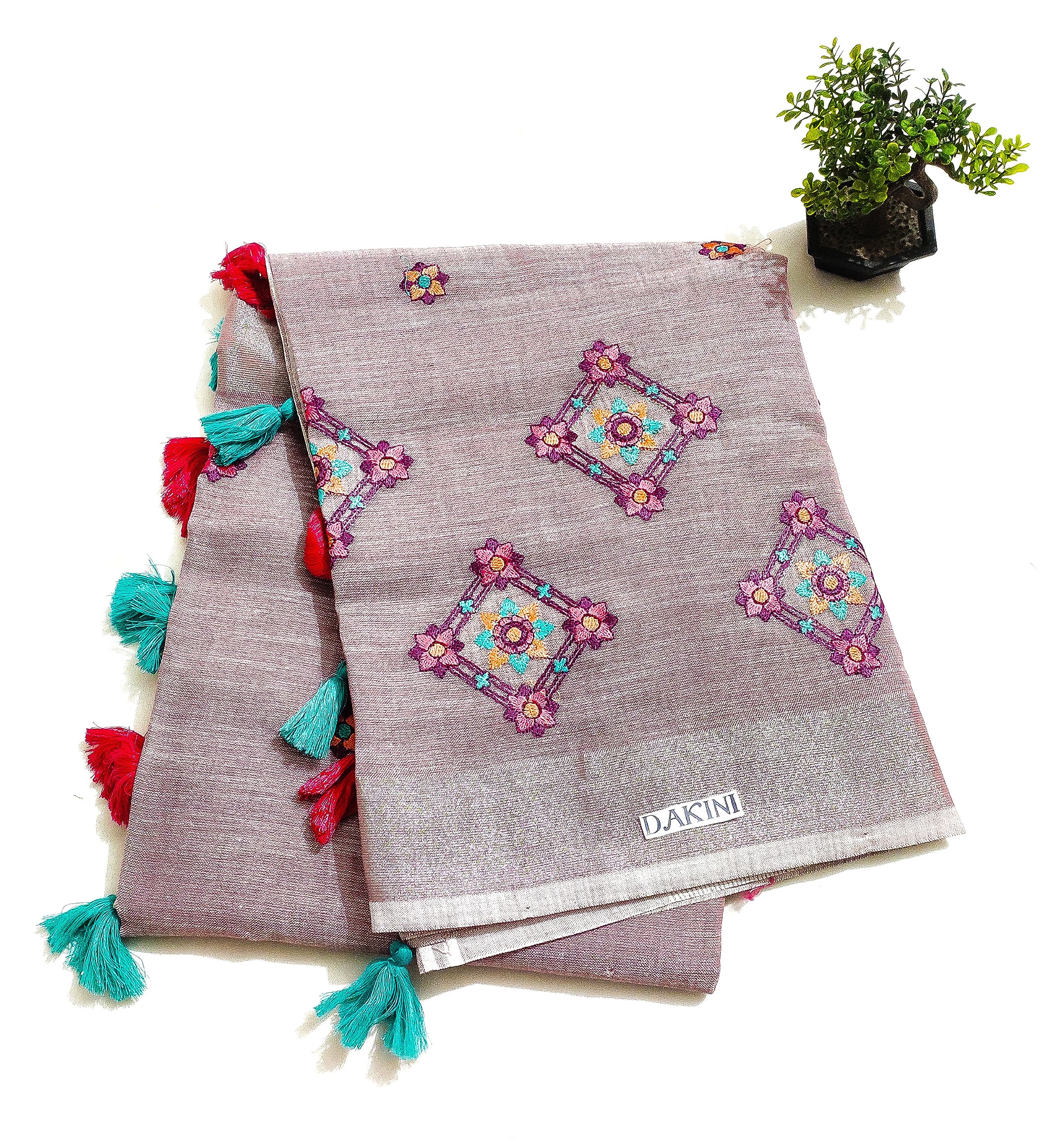 Buy DAKINI Women's Choice Premium Handloom Pure Cotton Slub Linen ...
