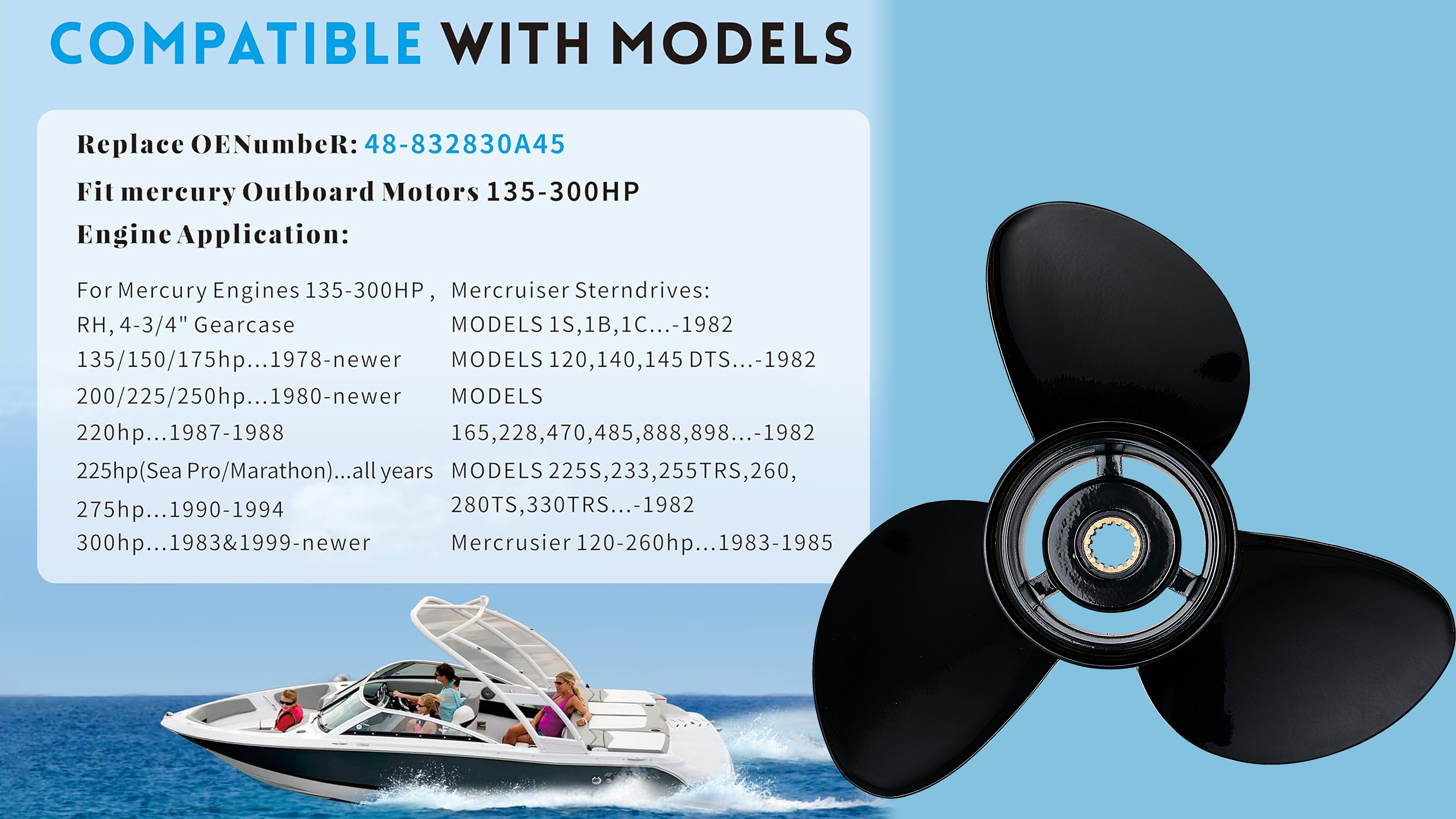 Boat Propeller Jason Marine 14x17 Aluminum - 4-Blade 15 Spline For ...