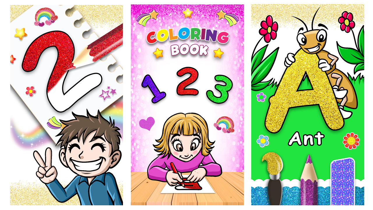 Glitter Number and letters coloring Book for kids - App on Amazon Appstore
