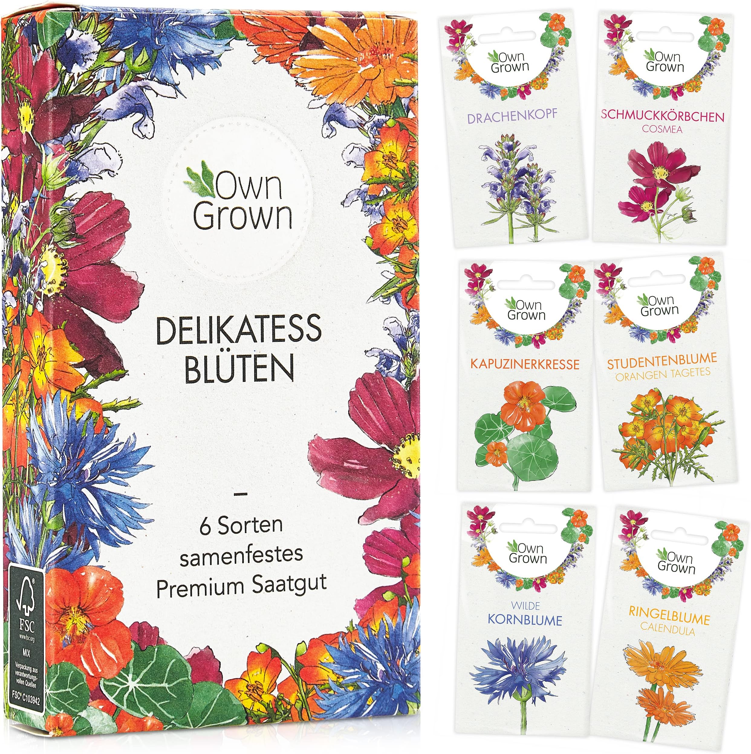 Essbare Blumen Samen Set : Delikatess Blüten Blumensamen Set mit 6 ...