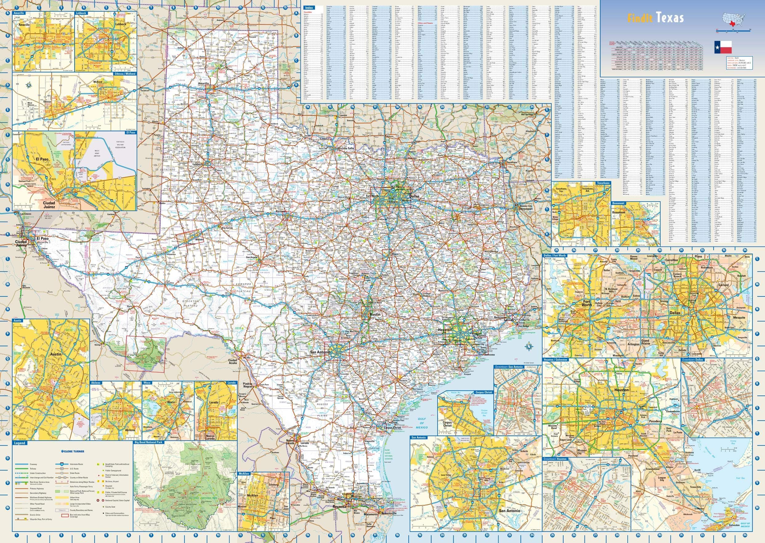 Amazon.com : Texas State Wall Map - 34.5" x 24.75" Laminated : Office ...