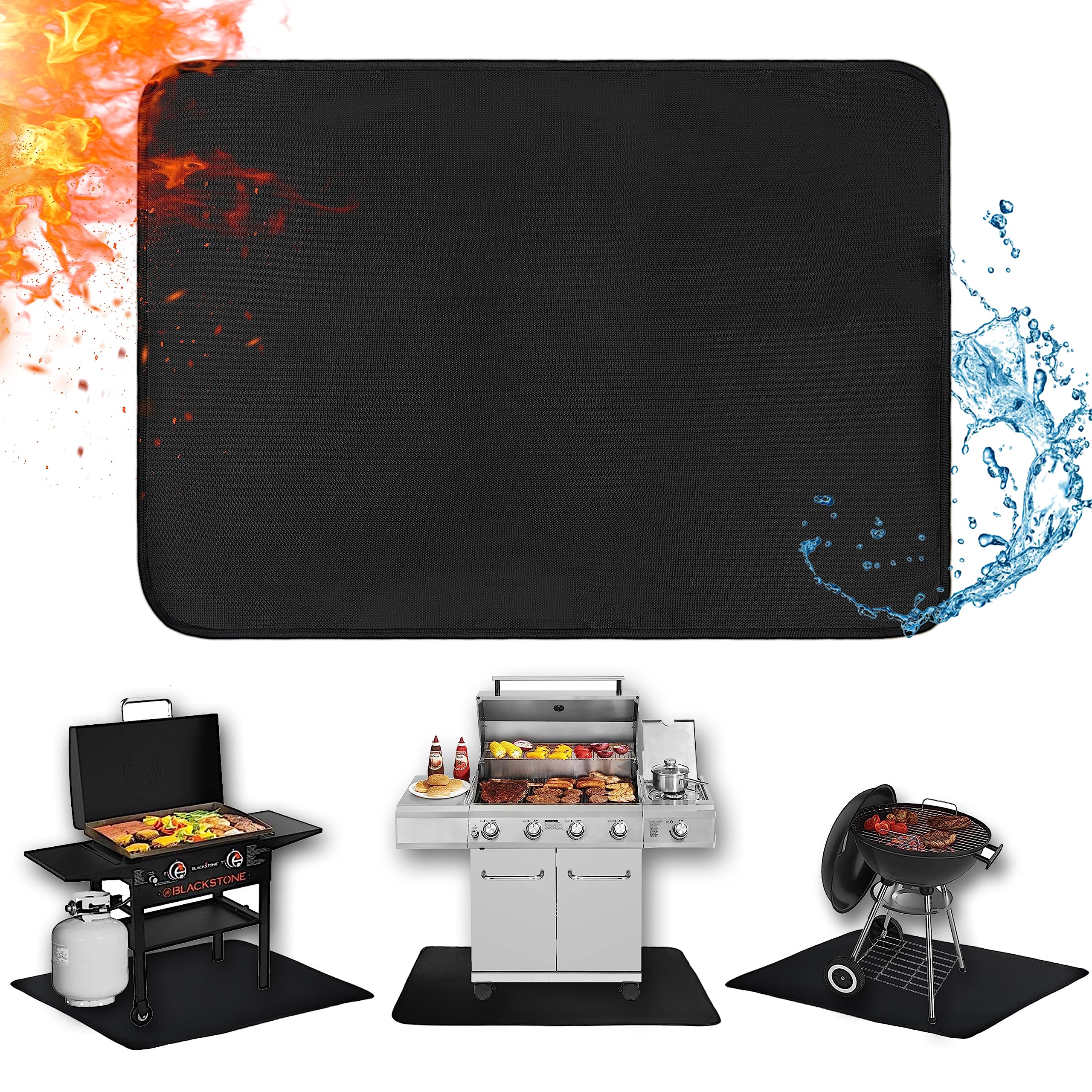 60 x 42 inch Under Grill Mats for Outdoor Grill - Fireproof Grill Mats ...