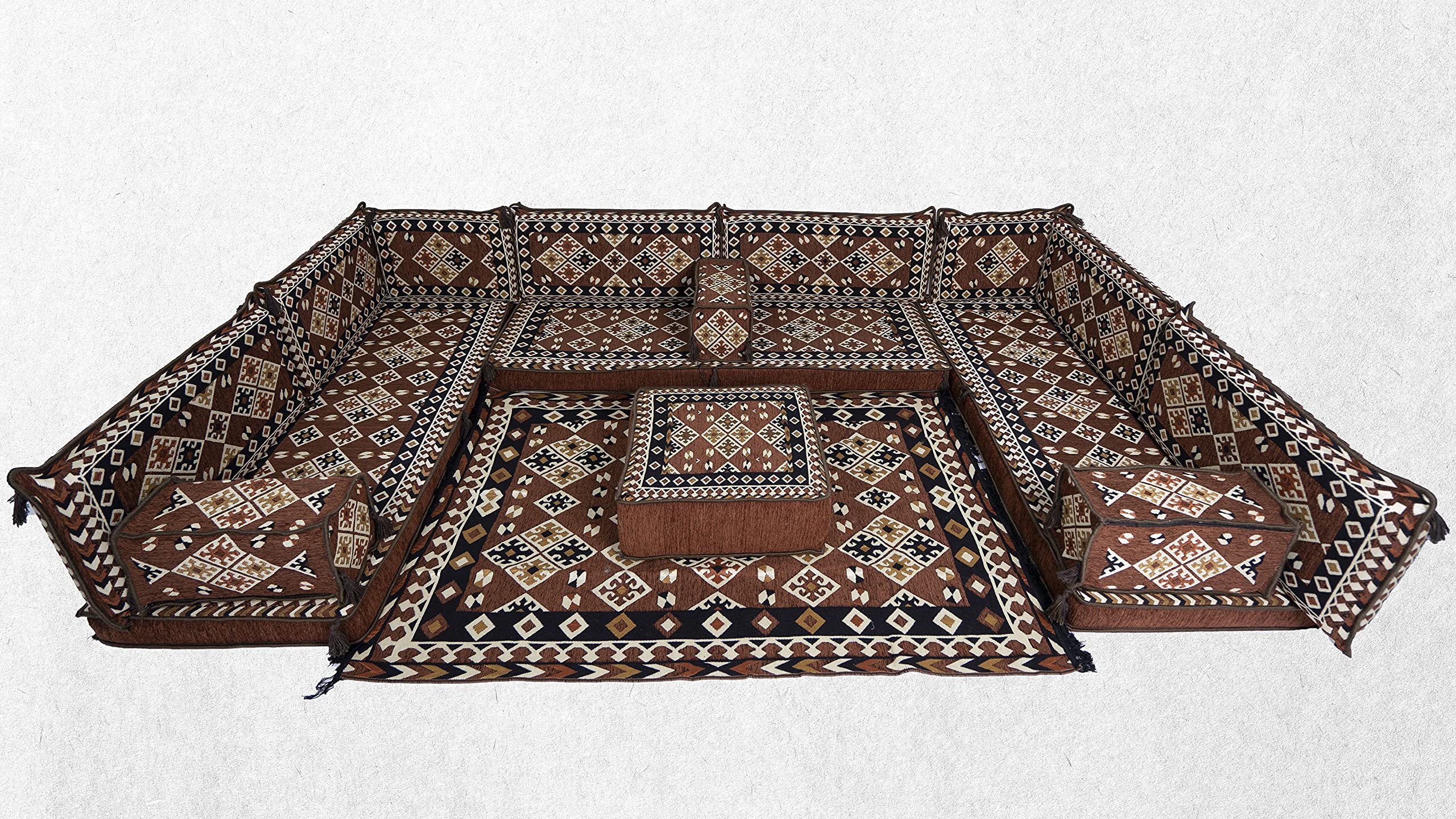 Buy Oriental Floor Seating, Corner Floor Sofa Set, Brown Arabic Majlis ...