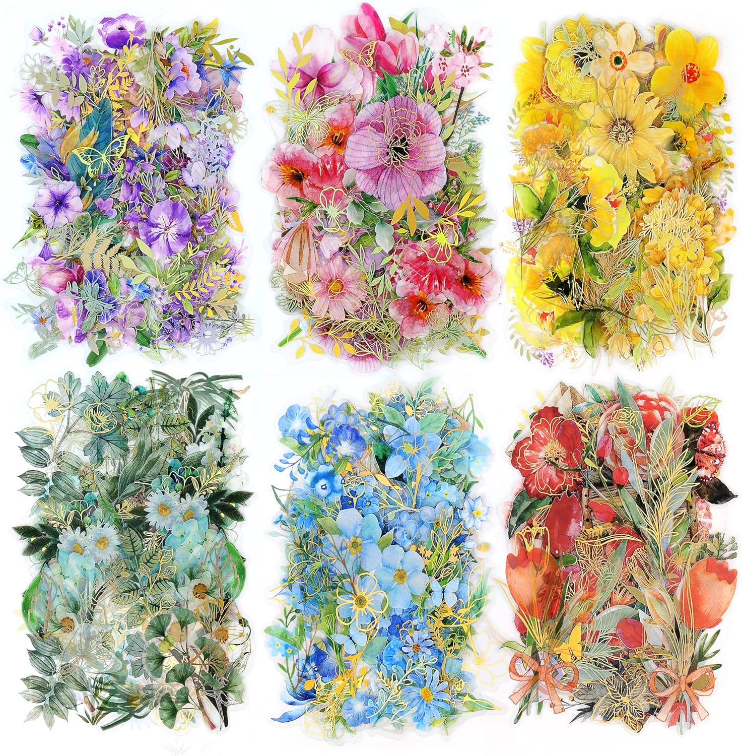 Amazon.com: 240Pcs Gilt Flower Stickers for Scrapbooking,Self-Adhesive ...