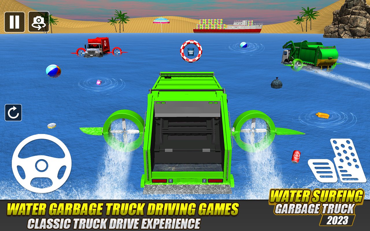 Ocean Water Garbage Truck Simulator: Trash Cleaner From The Beach ...