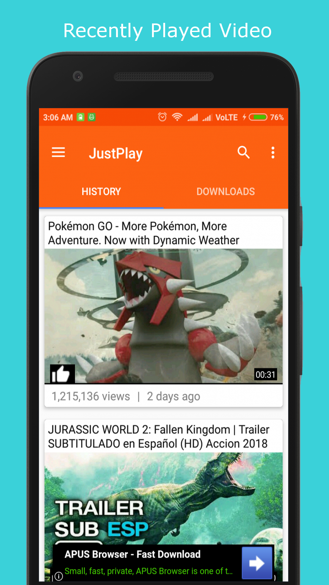 JustPlay - youtube video player - App on the Amazon Appstore