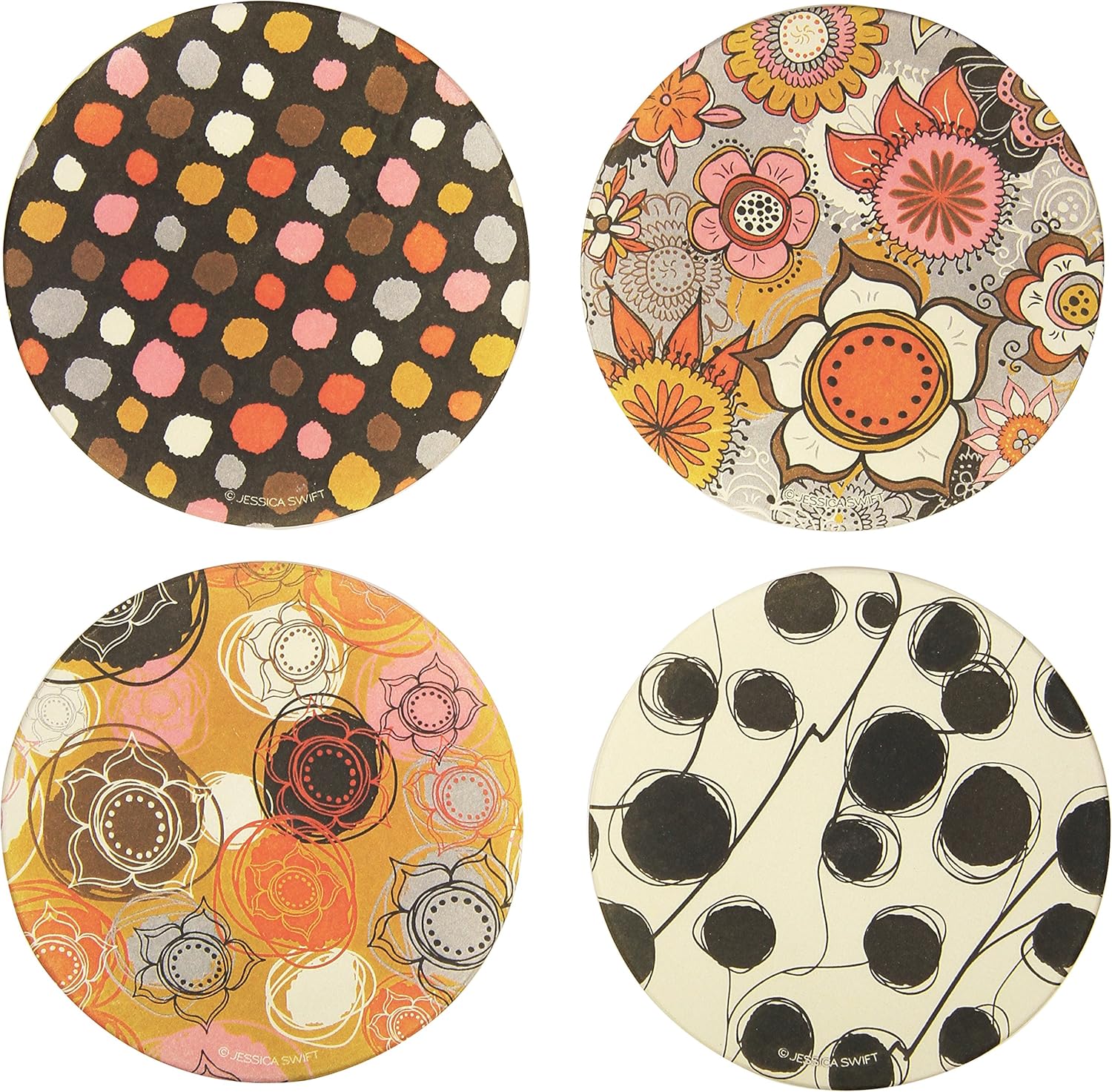 Amazon.com | CoasterStone Absorbent Coasters, 4-1/4-Inch, "Amelia", Set ...