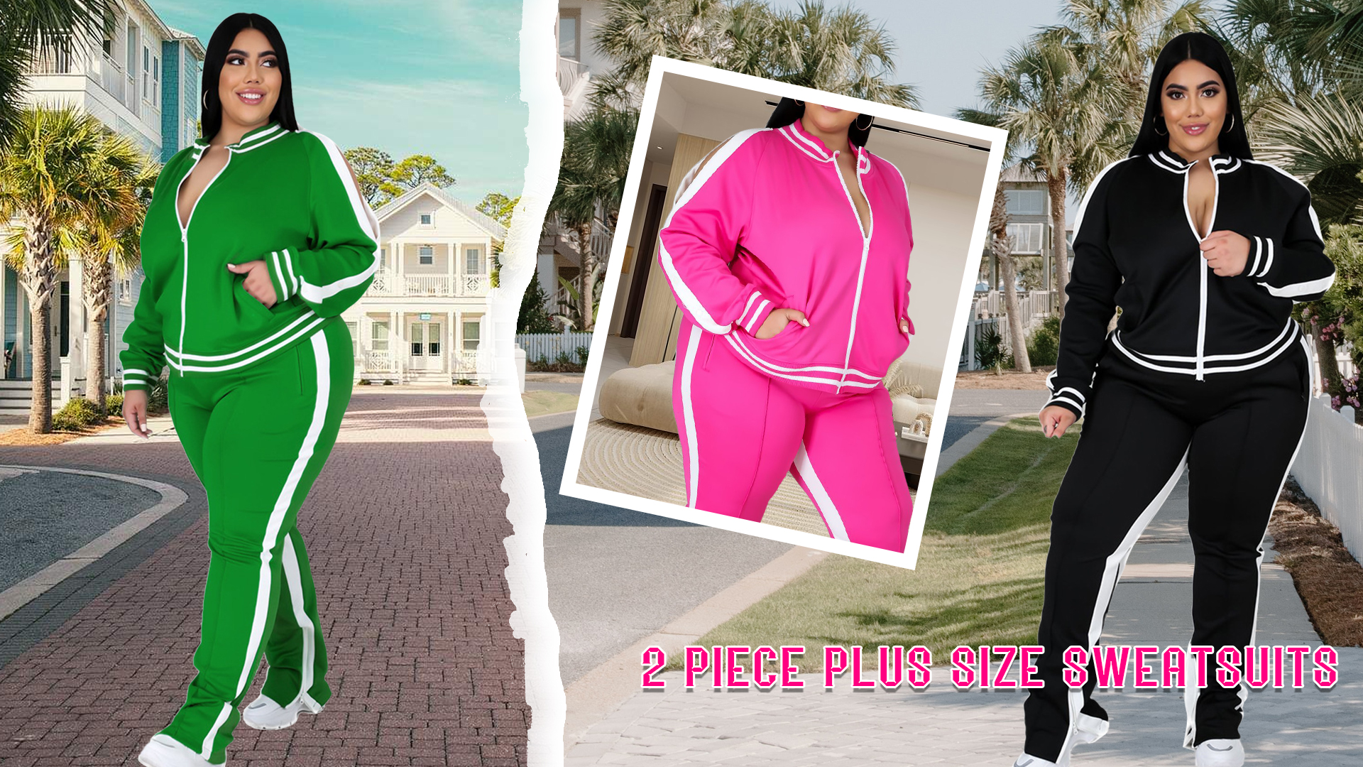 Watch Women's Plus Size Two Piece Sweatsuit Jogging Tracksuit Sets on Amazon Live
