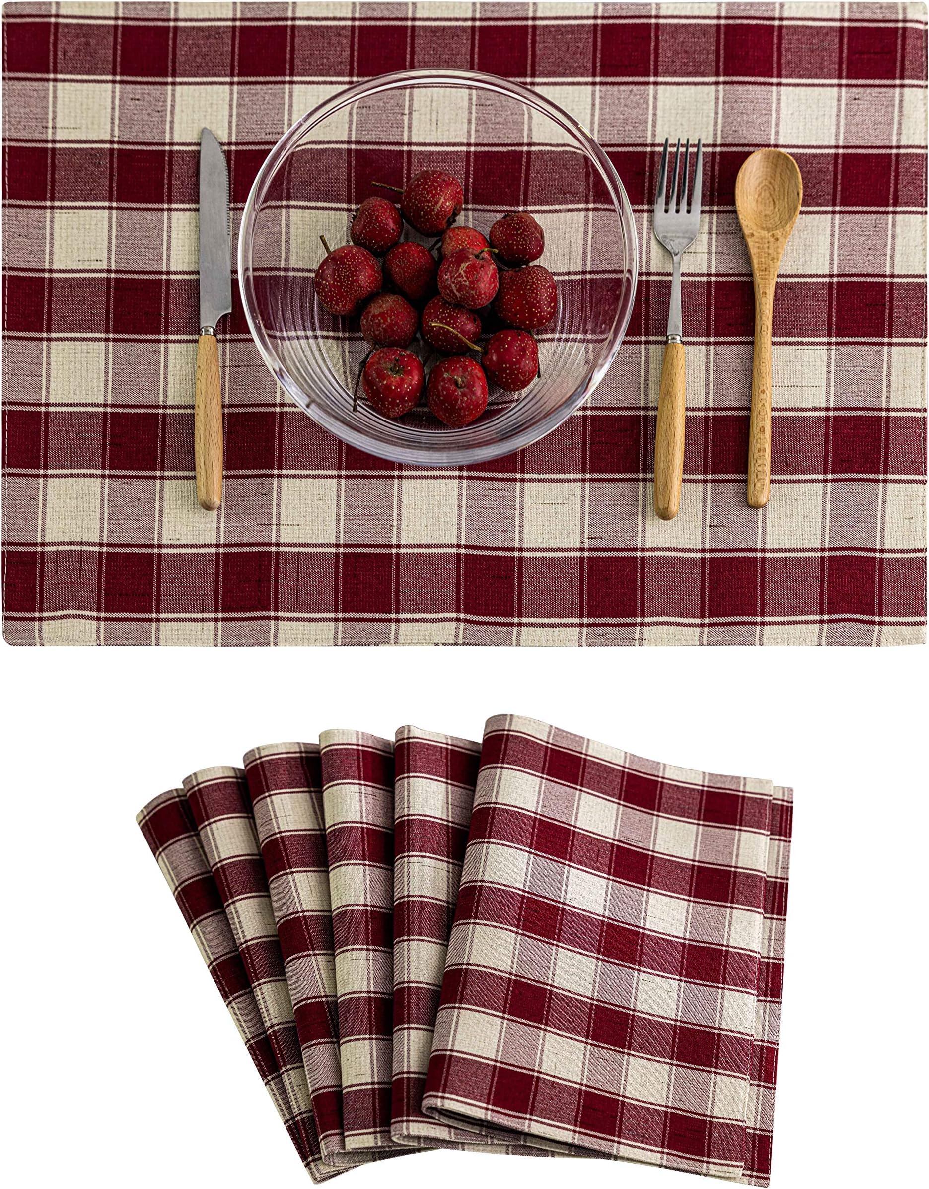 Amazon.com: Red Barn Stars and Berries Country Check 13 x 19 Cotton ...
