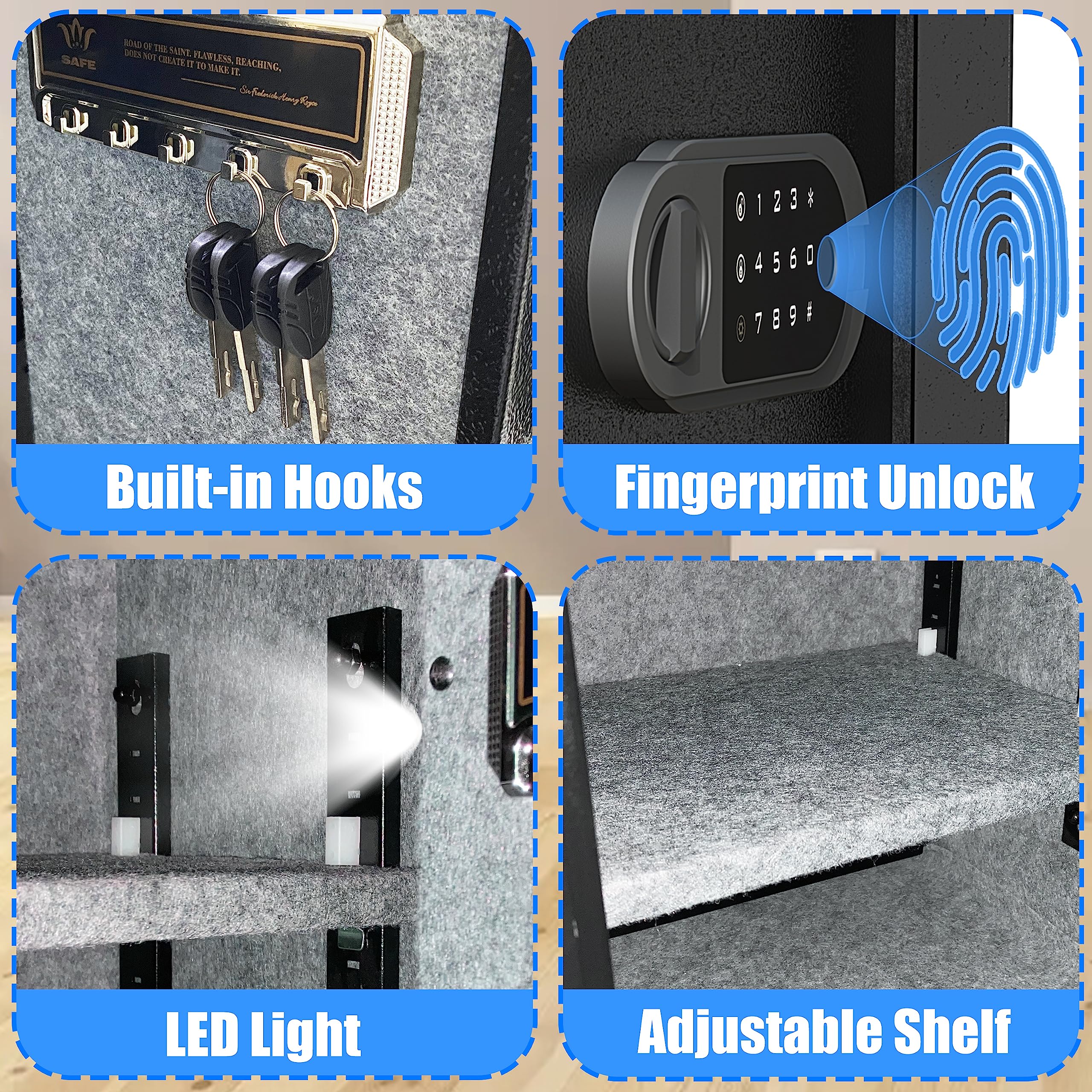 (Missing keys)Biometric Safe Box, Fireproof Gun Safe Cabinet with Gun ...