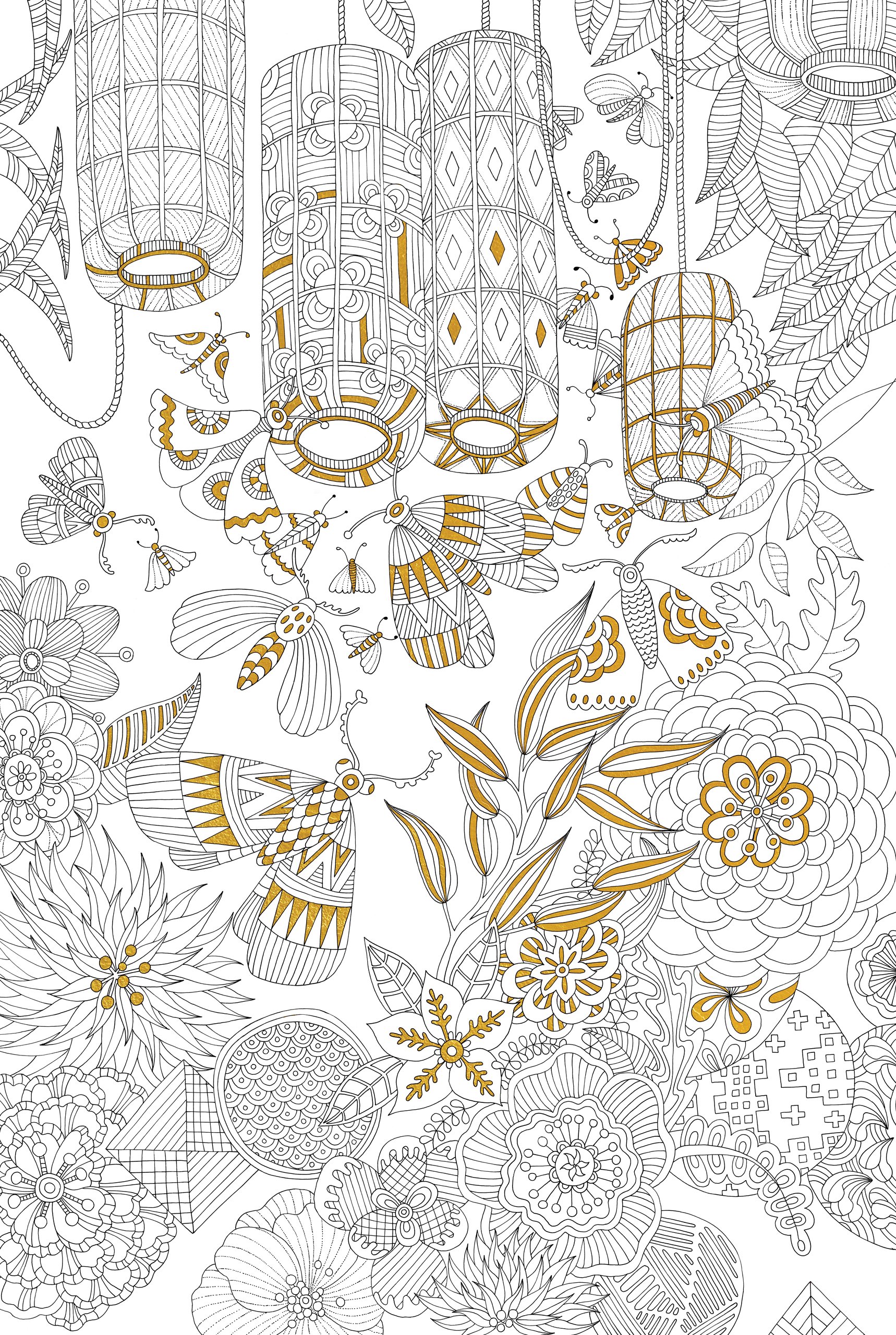 Zen Garden Gold Foil Coloring Poster