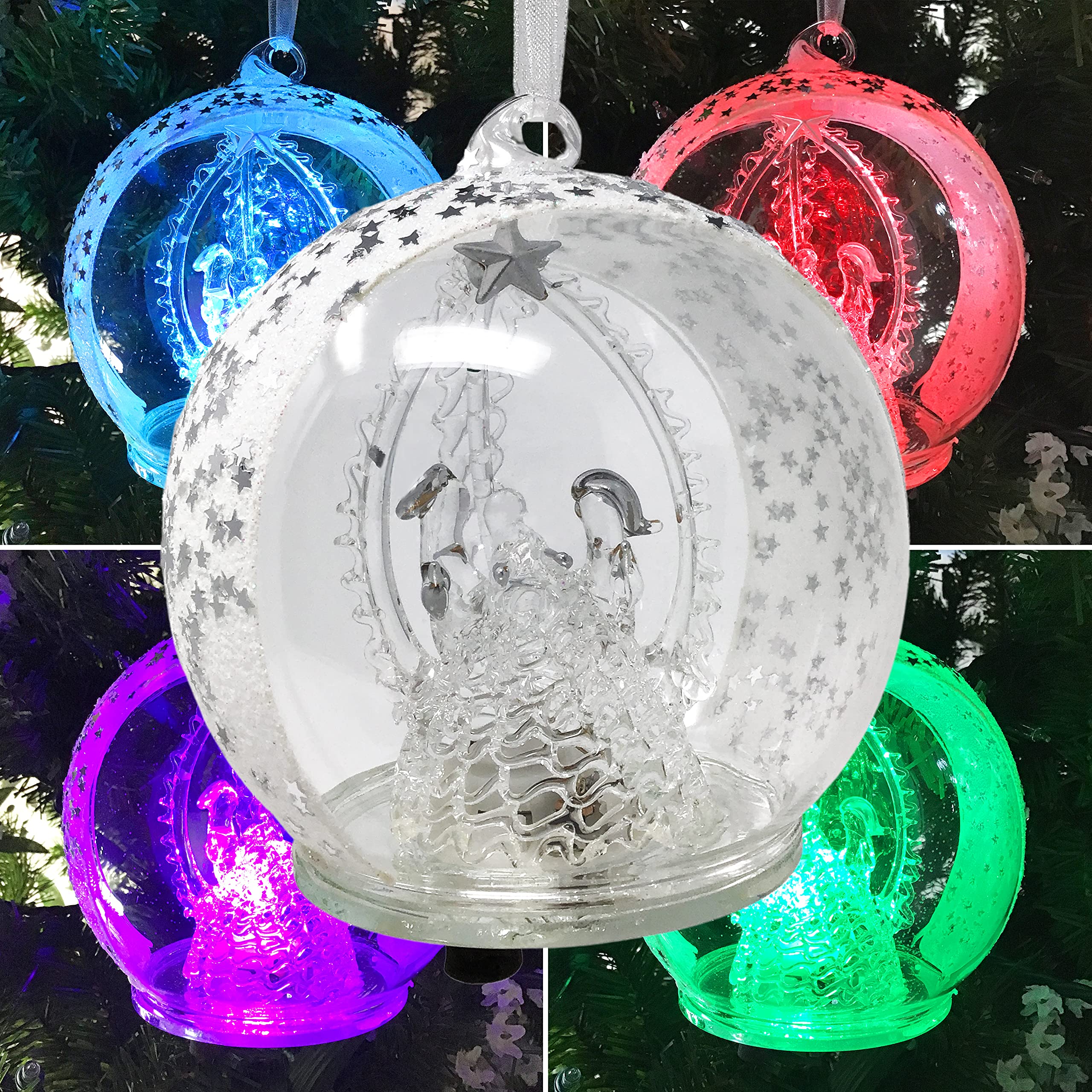 Buy Holy Family Nativity Lighted LED Christmas Tree Ornament - Color ...