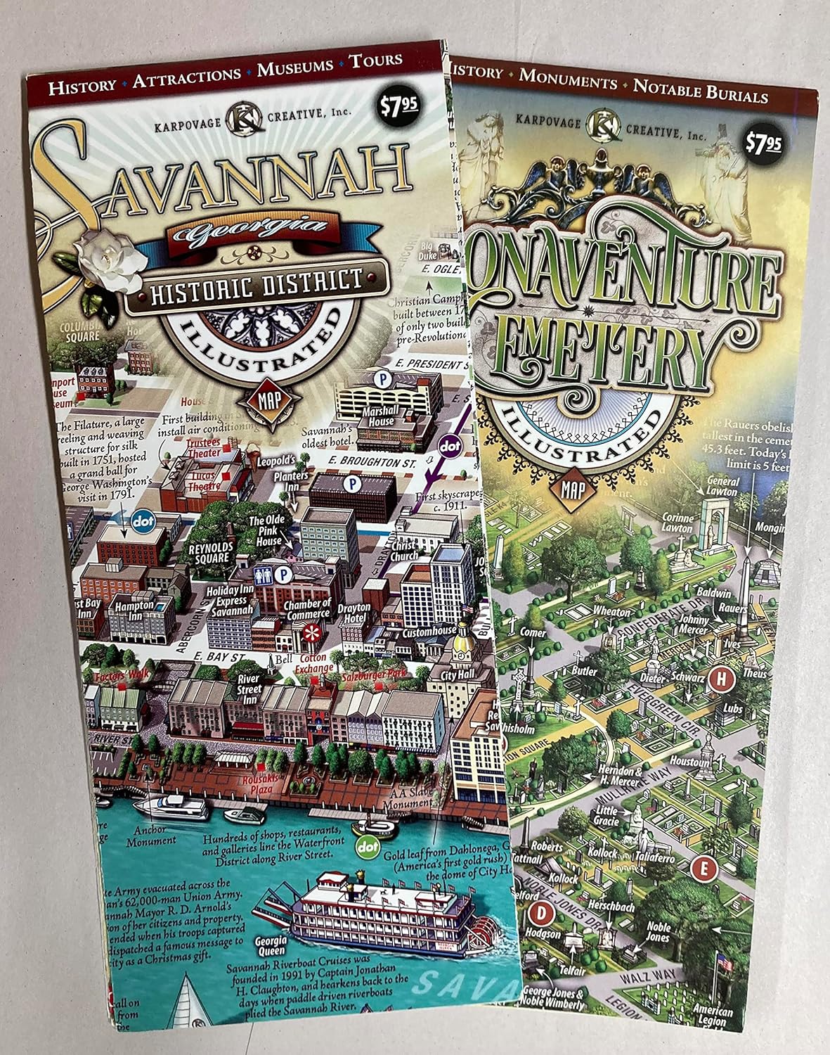 Charleston & Savannah History Maps Historic Districts Illustrated Map ...