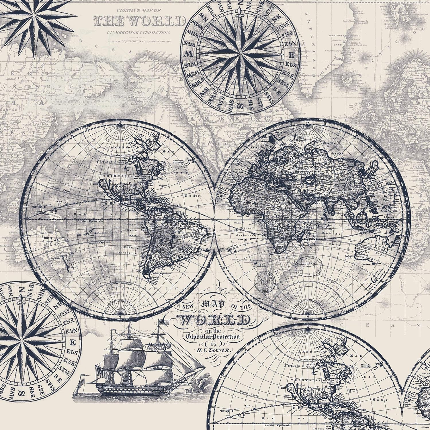 Amazon.com: Map of The World Cotton Fabric by The Yard : Arts, Crafts ...