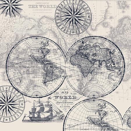Amazon.com: HomeBuy Beige World Map 3 Designer Curtain Upholstery ...