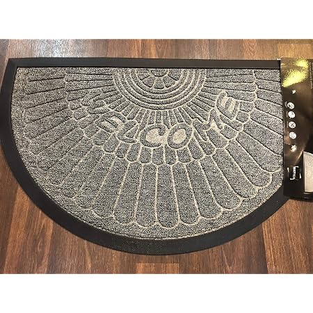 Heavy Welcome Tough Hard Wearing Rubber Edged Half Moon Door Mats 45cm ...