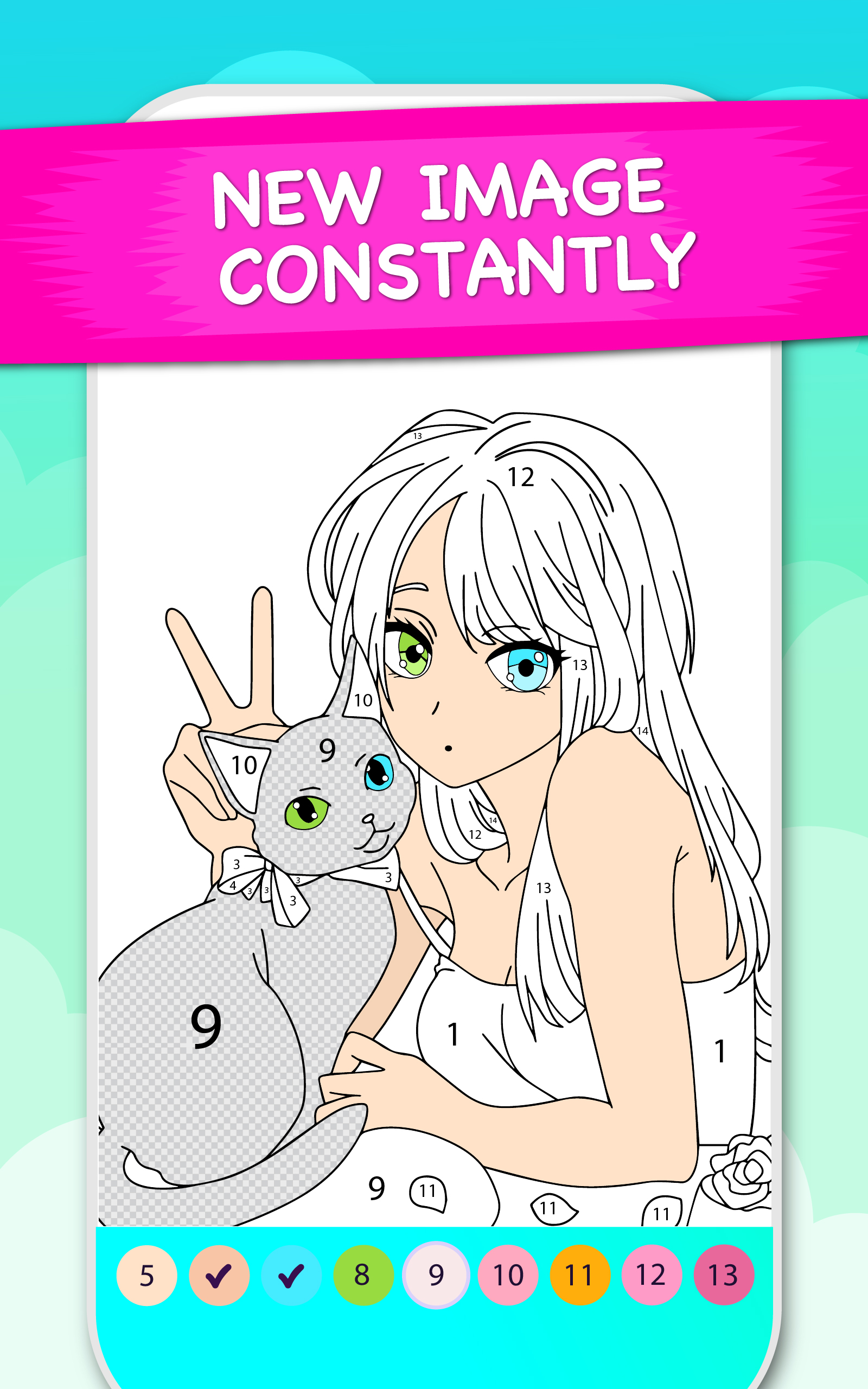 Anime Manga Color by Number - Kawaii Coloring Book:Amazon.co.uk ...