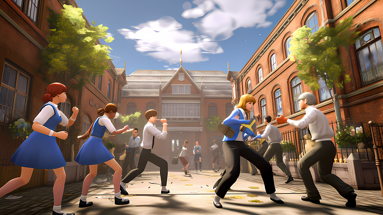Virtual High School Bully Girl Gangster Fighting Game - Anime High ...