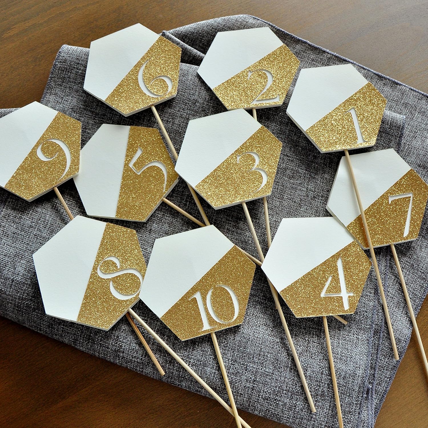 Amazon.com: Table Number Sticks Gold. Ivory and Gold Wedding ...