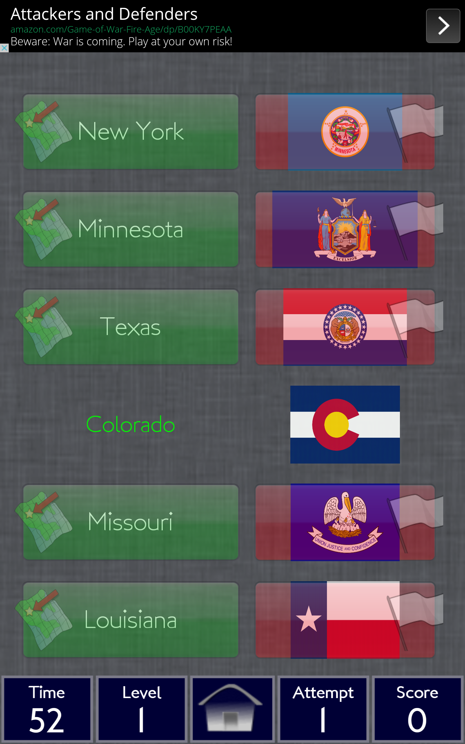USA States Geography Match FREE - App on Amazon Appstore